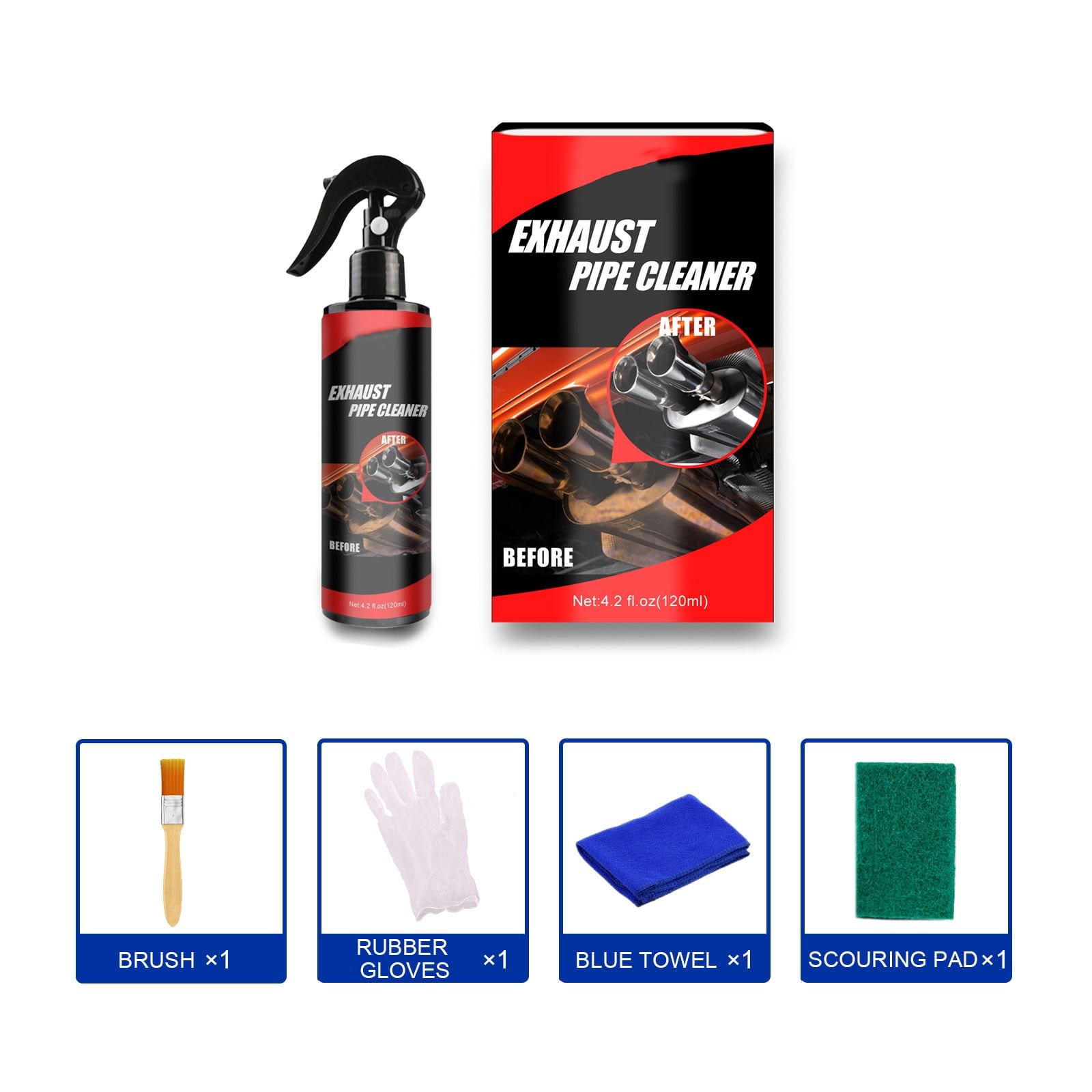 SHEIGUANNI Automotive Exhaust Pipe Cleaner & Rust Remover Spray 120ml ...