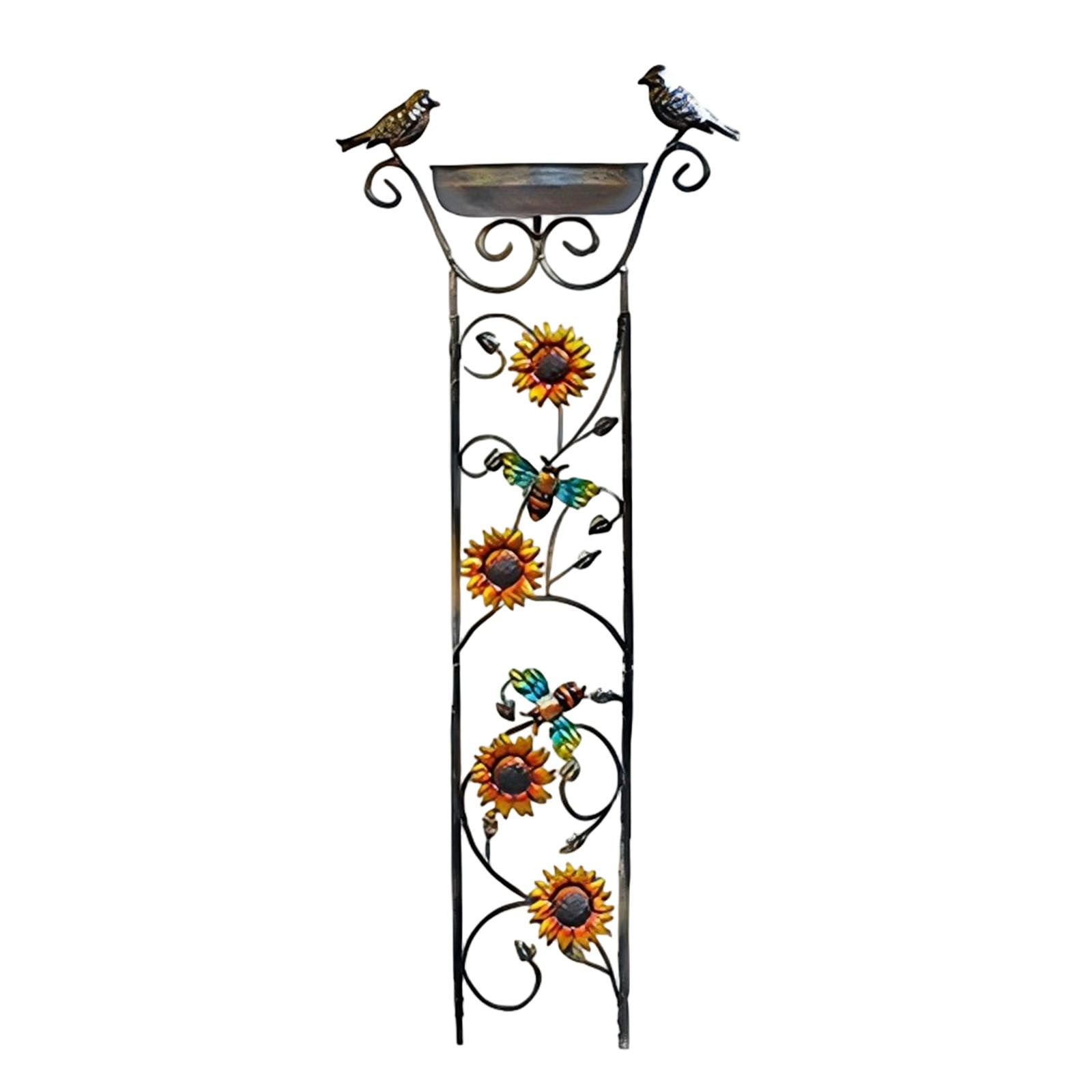 SHEIGUANNI Bird Bath with Trellis Outdoor, Antique Garden Iron Trellis ...