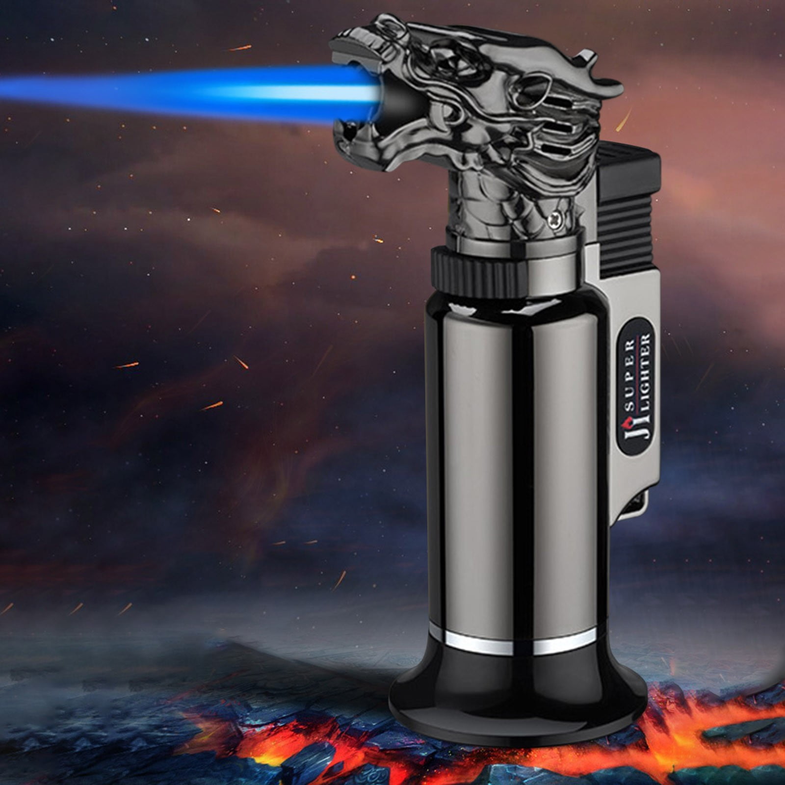 SHEIGUANNI Bright Fire Dragon Lighter, Windproof Jet Flame Butane ...