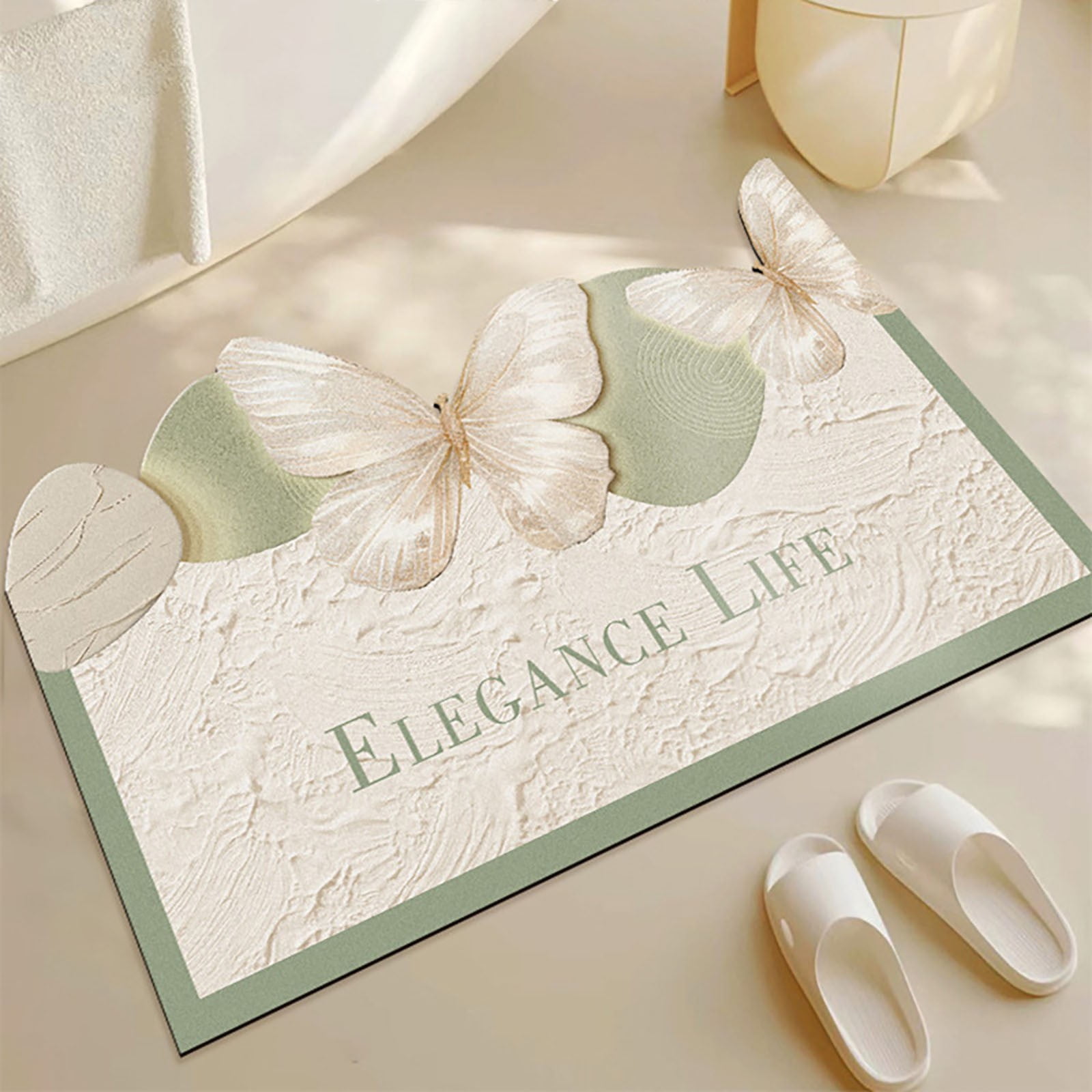 SHEIGUANNI Butterfly Bathroom Rug 16"x24" Quick-Dry Water-Absorbent ...