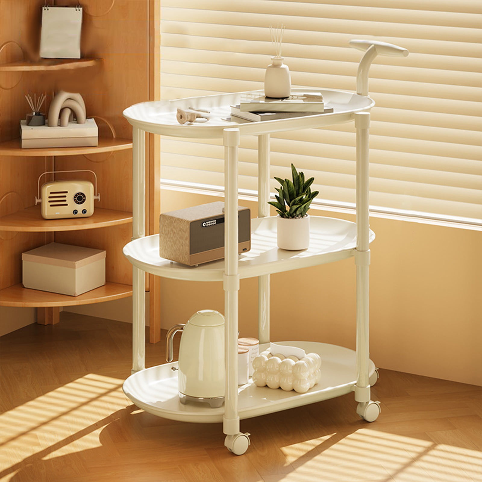 SHEIGUANNI Compact Mobile Tea Cart,3 Tiers ABS Plastic Shelves for ...