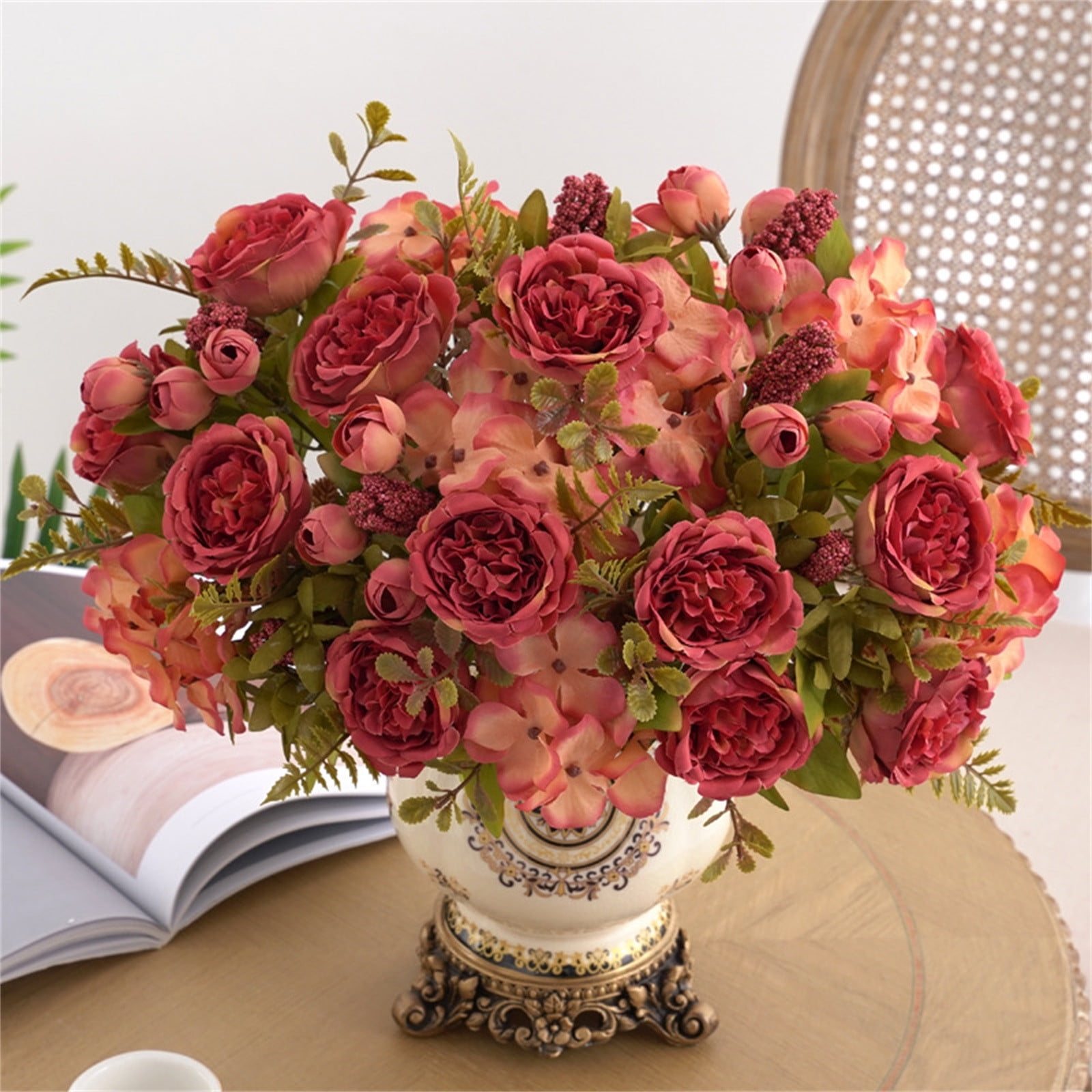 SHEIGUANNI Fake Flower Handheld Bouquet - Lifelike Artificial Blooms ...