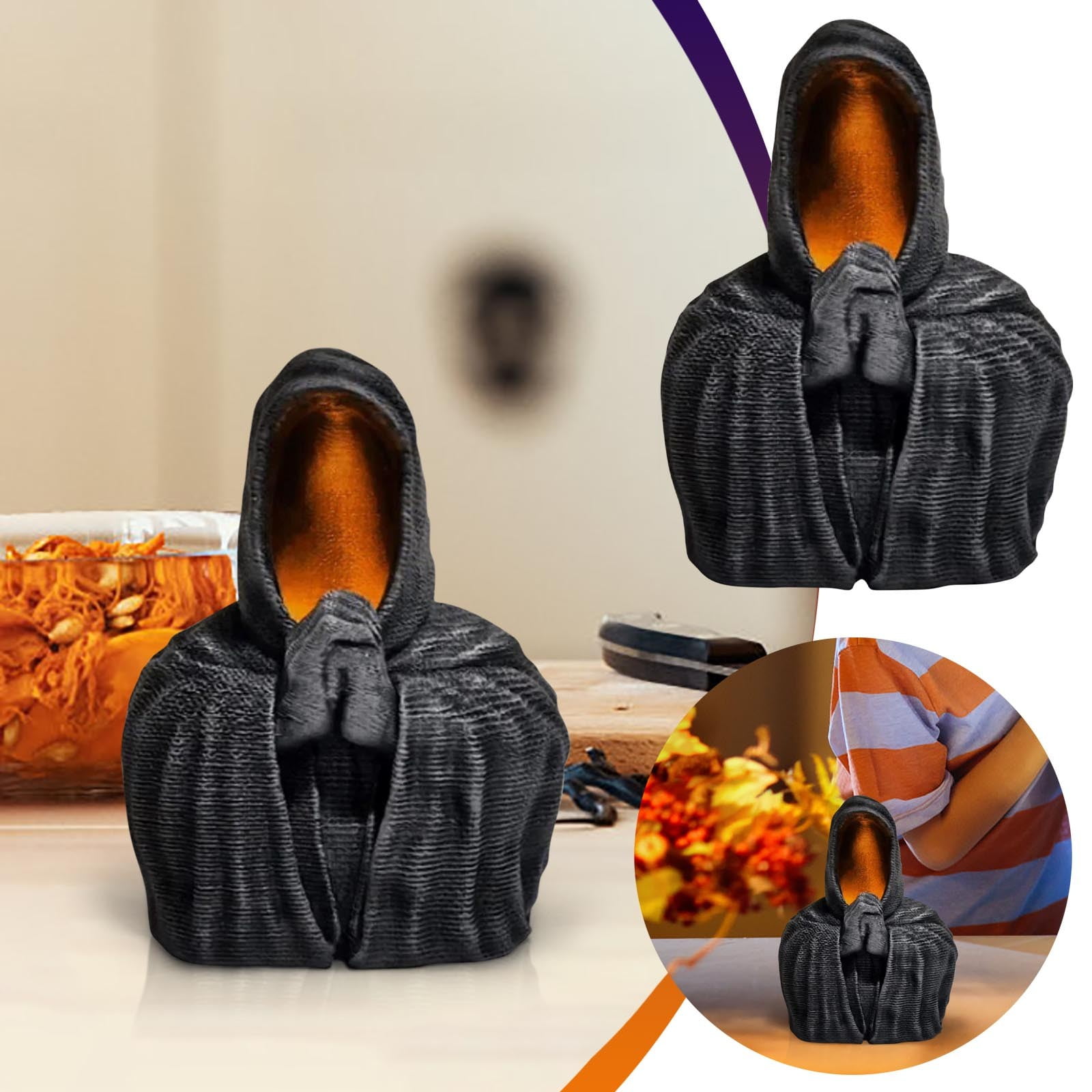 SHEIGUANNI Grim Reaper LED Candlestick Holder - Gothic Halloween Decor ...