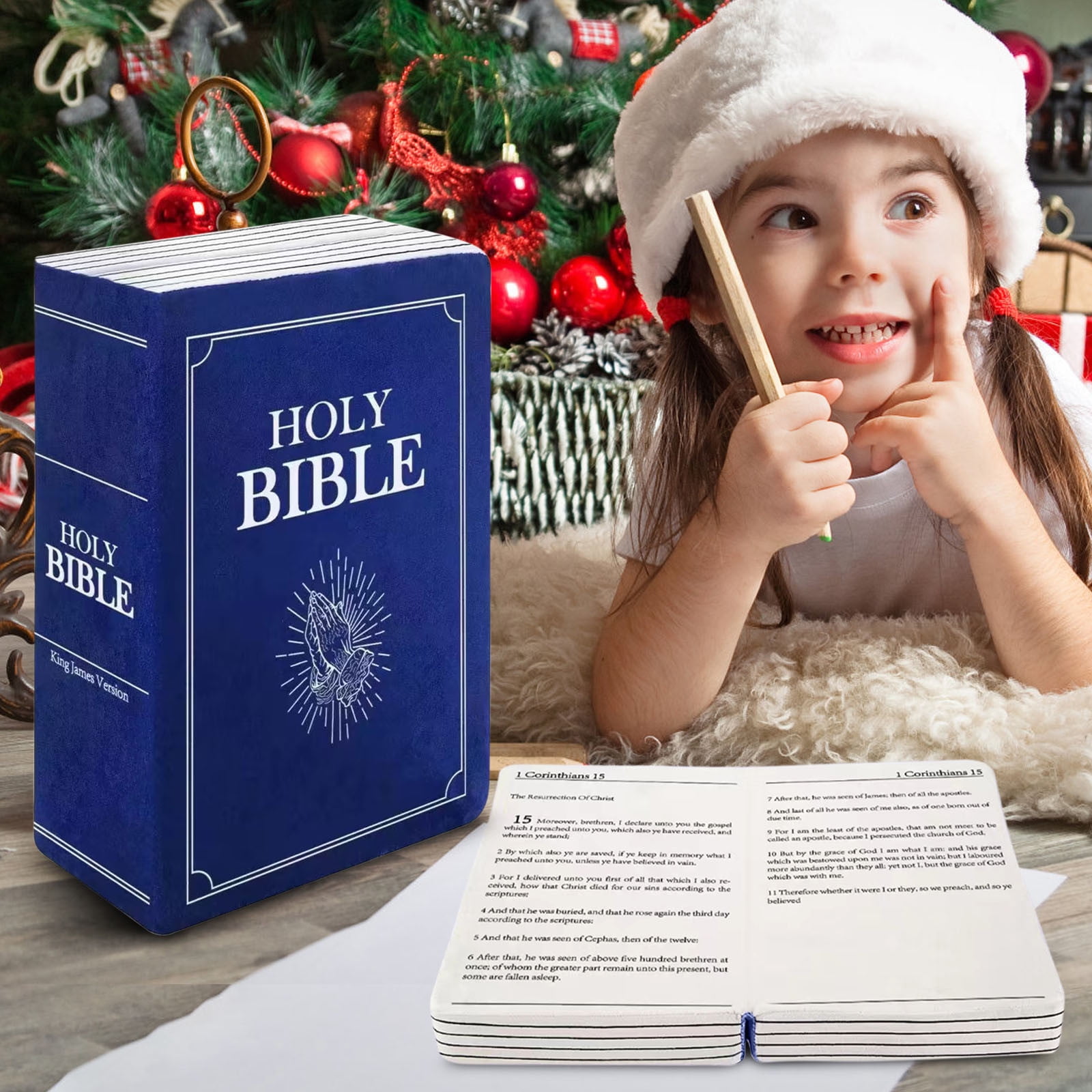 SHEIGUANNI Holy Bible Pillow Book That Opens - Bible Verse Pillow Soft ...