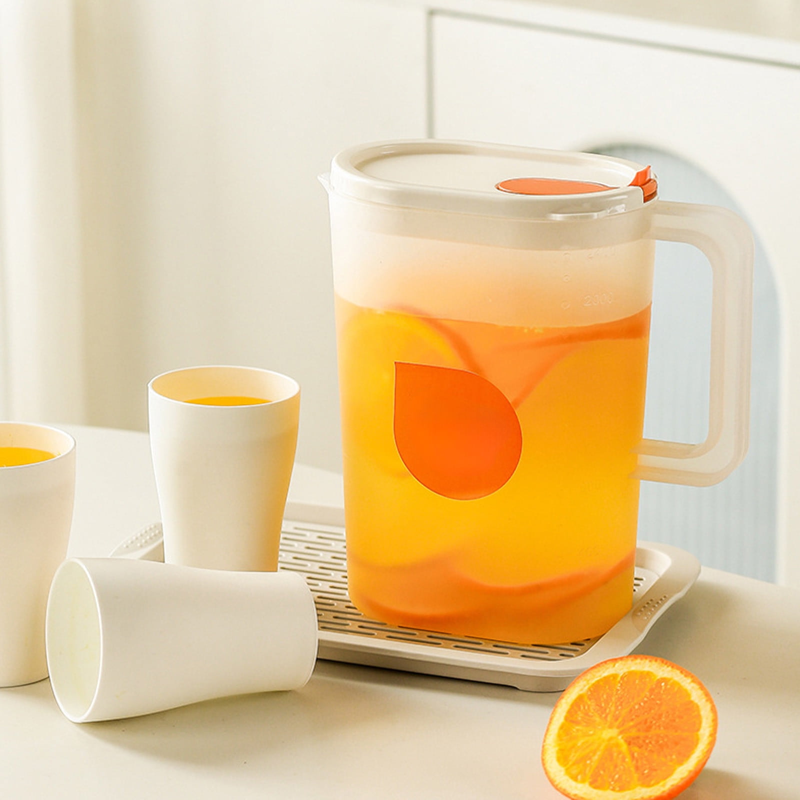 SHEIGUANNI Orange Plastic Cold Water Pitcher with Filter Lid & Capacity ...