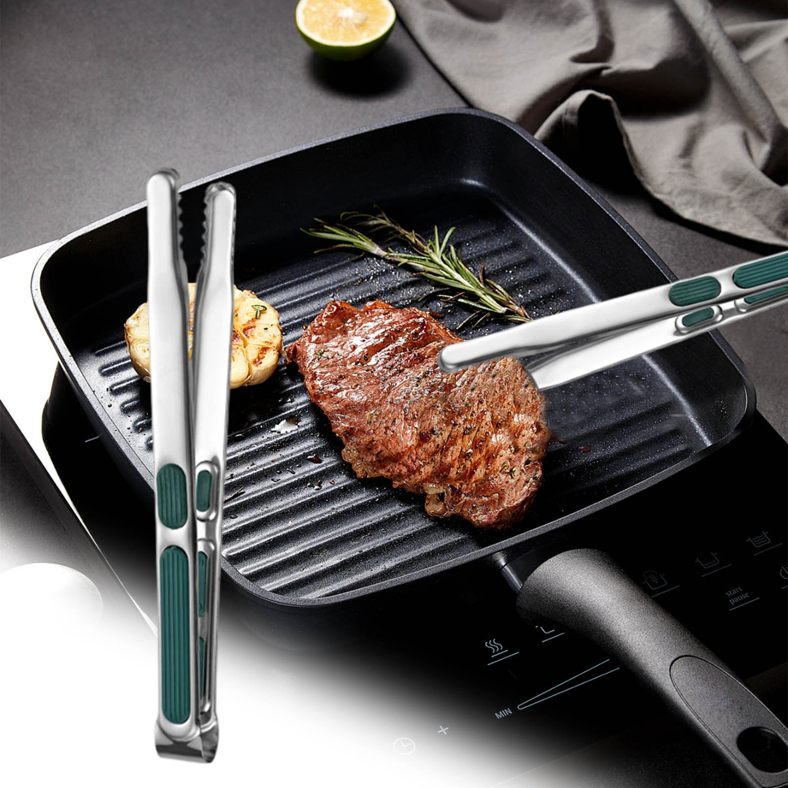 SHEIGUANNI Stainless Steel BBQ Tongs with Serrated Edges & Locking ...