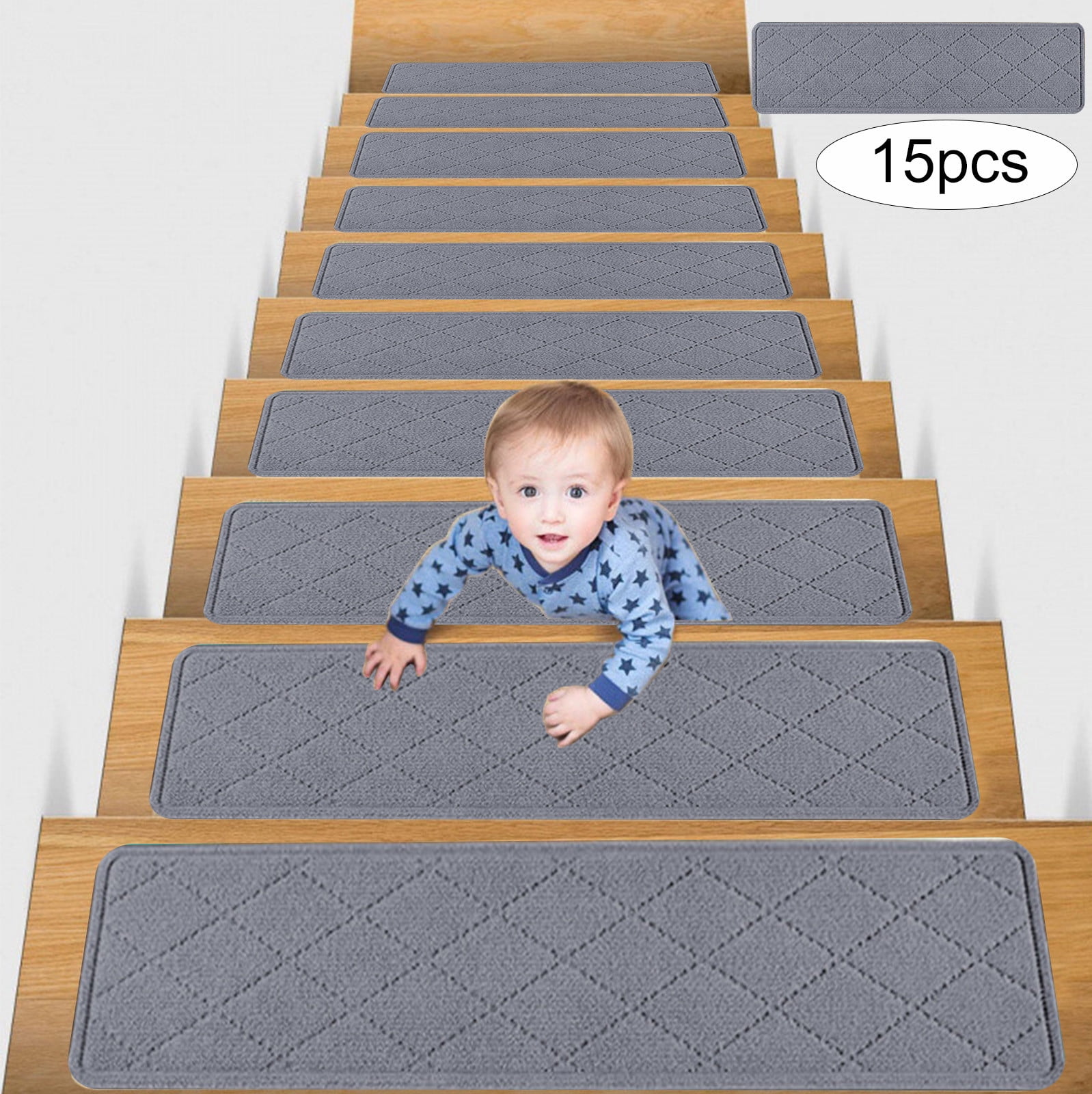 SHEIGUANNI Stair Treads for Wooden Steps Indoor, 15 Pack 8" X 30" Non ...