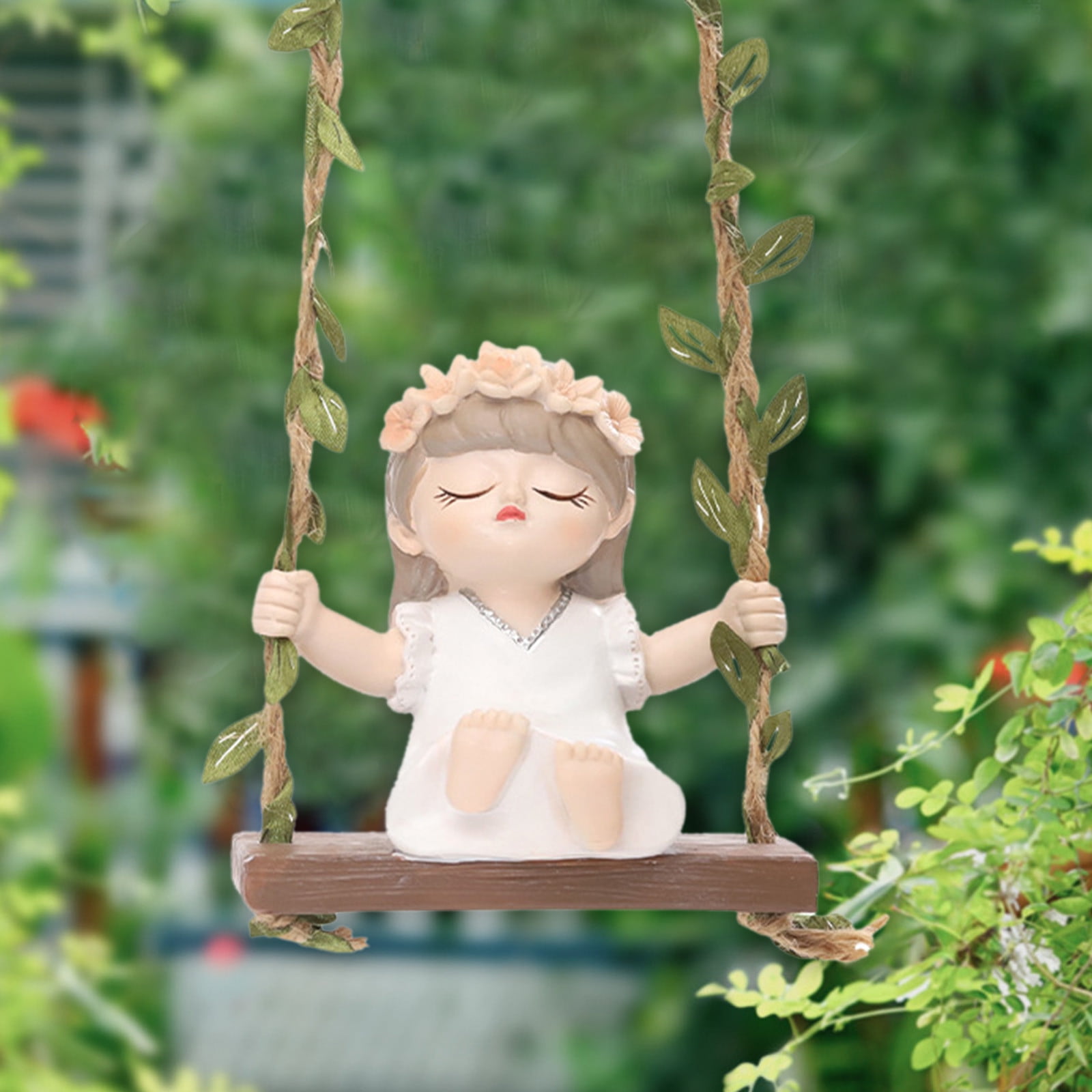 SHEIGUANNI Swing Fairy Girl Garden Statue Outdoor Decor, 4” Resin Fairy ...