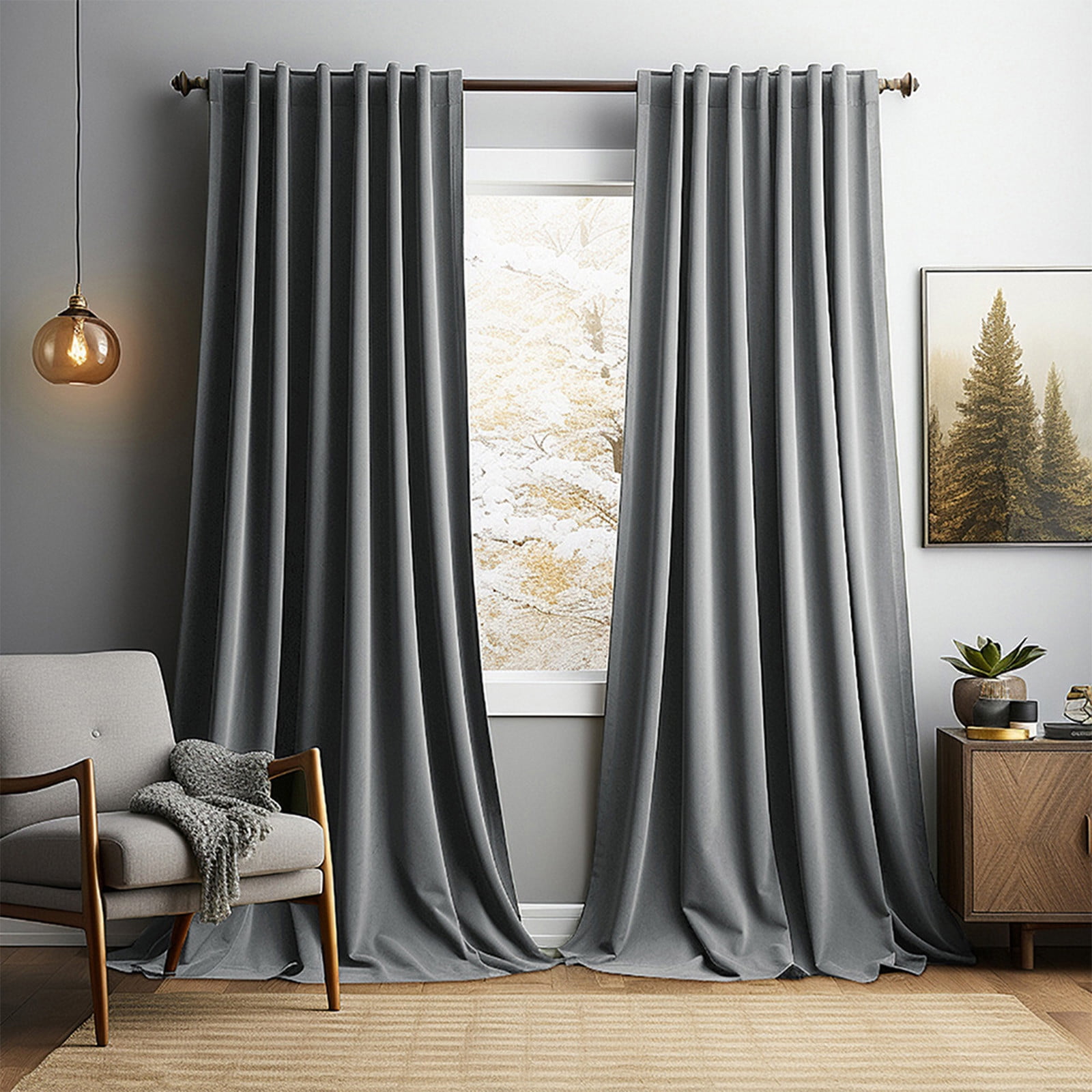 SHEIGUANNI Velvet Curtains Thermal Insulated Curtain Noise Reduce Soft ...
