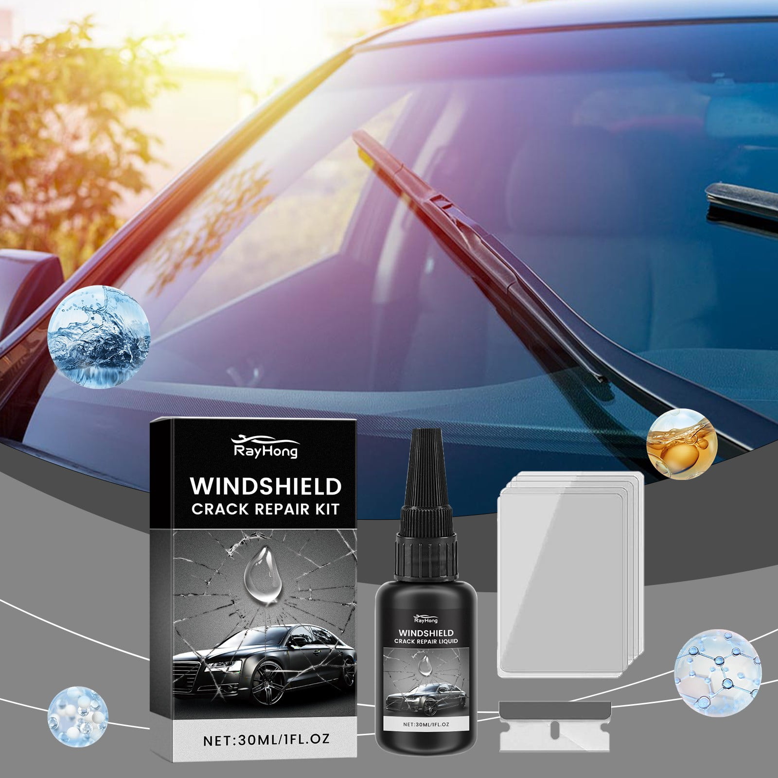 SHEIGUANNI Windshield Repair Kit - 30ml UV-Cured Epoxy Resin ...