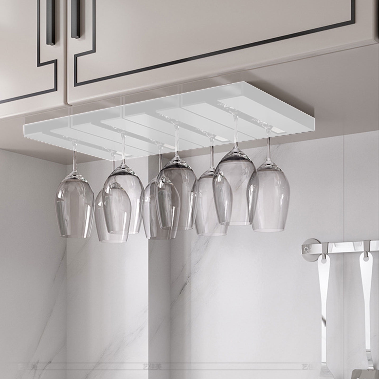 SHEIGUANNI Wine Glass Holder, Plastic Under Shelf Cabinet Wine Glass ...