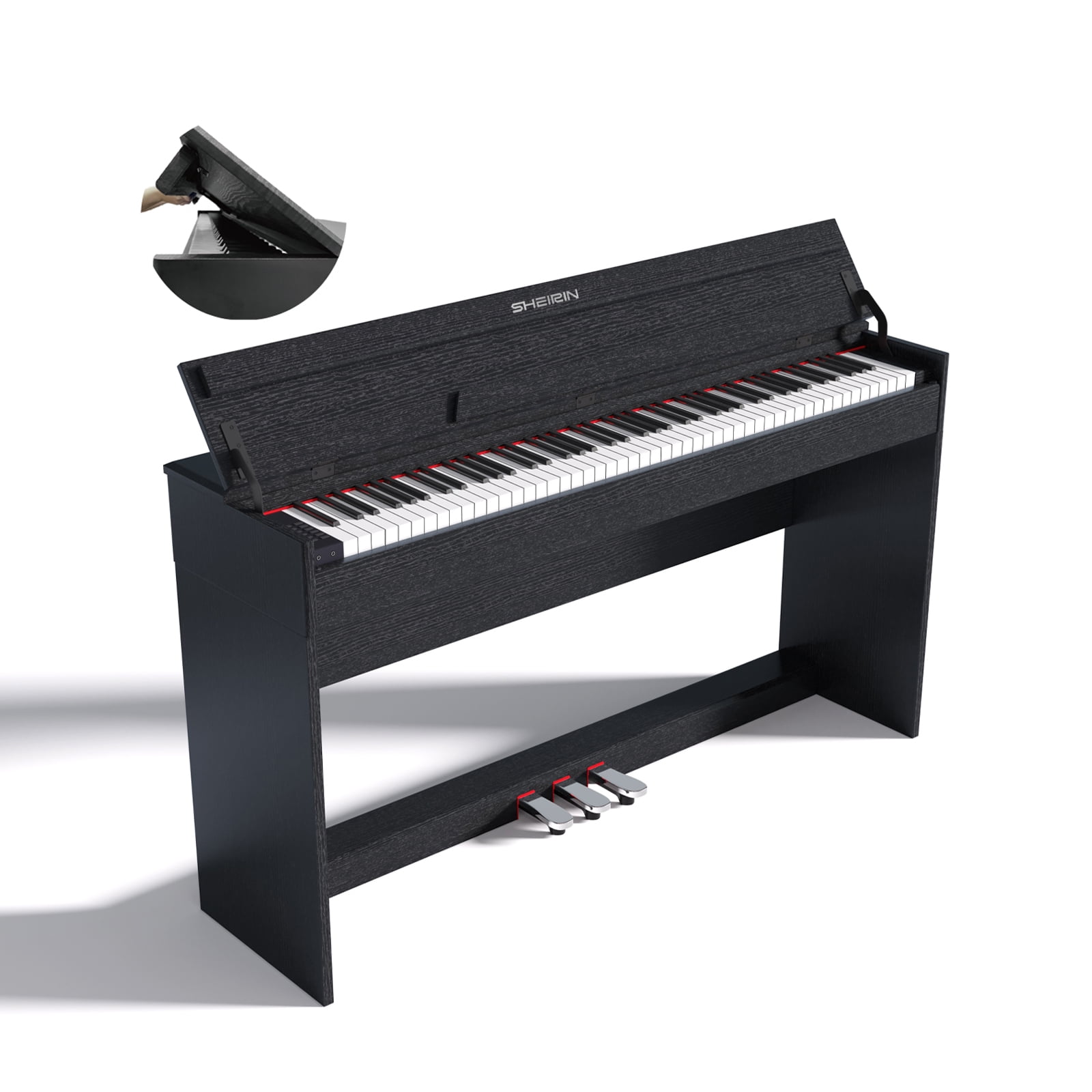 SHEIRIN Digital Piano 88 Key Weighted Stand Cover Hammer Electric ...