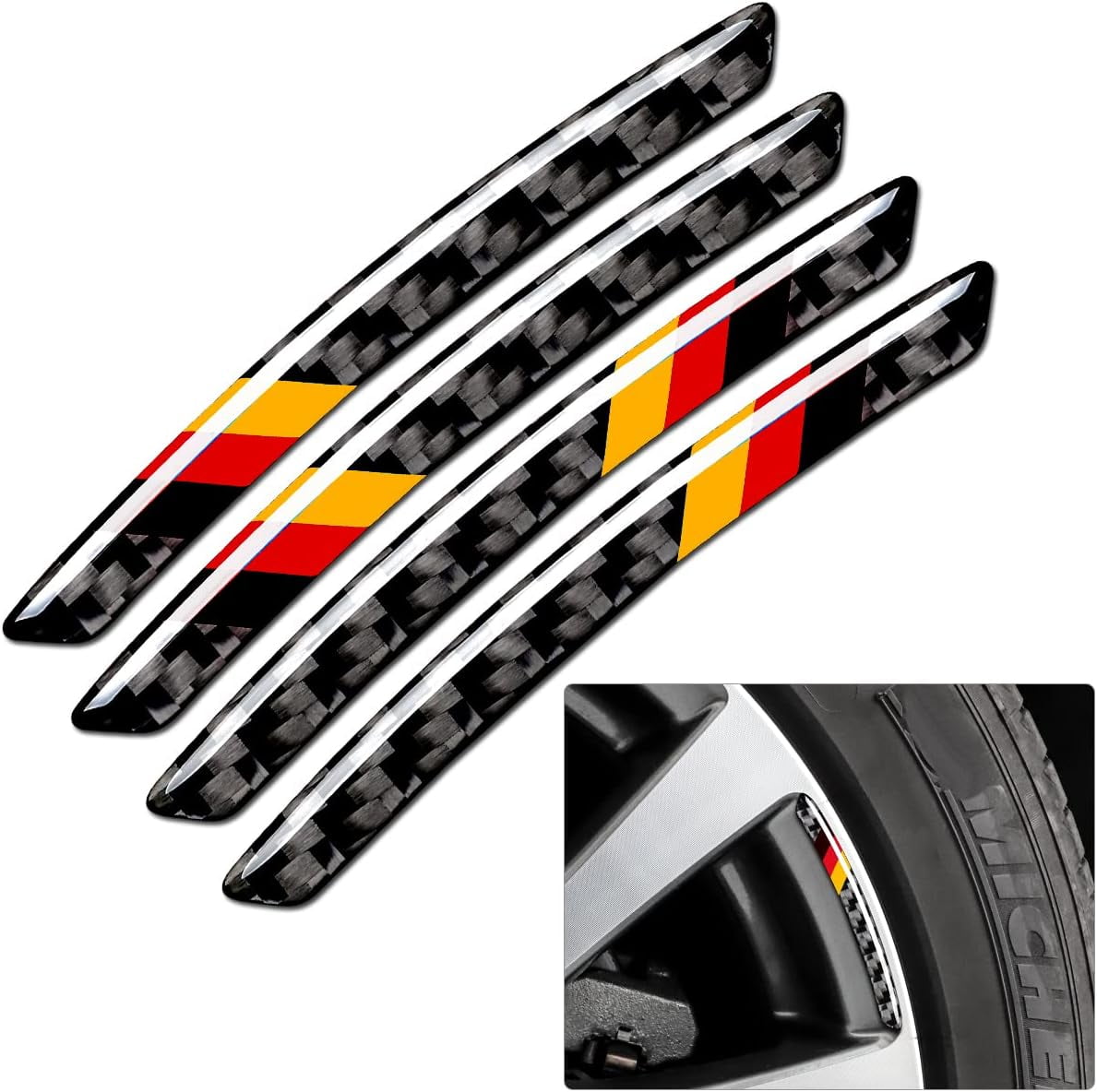 SHEKIKO Mall 4PCS Carbon Fiber Wheel Center Emblems,Universal Wheel Sticker,Universal Carbon ...