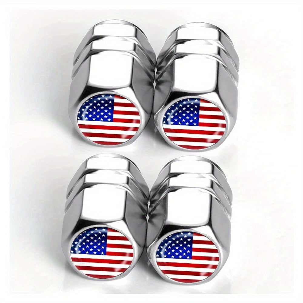 SHEKIKO Mall Hexagonal Aluminum American Flag Tire Valve Caps ...