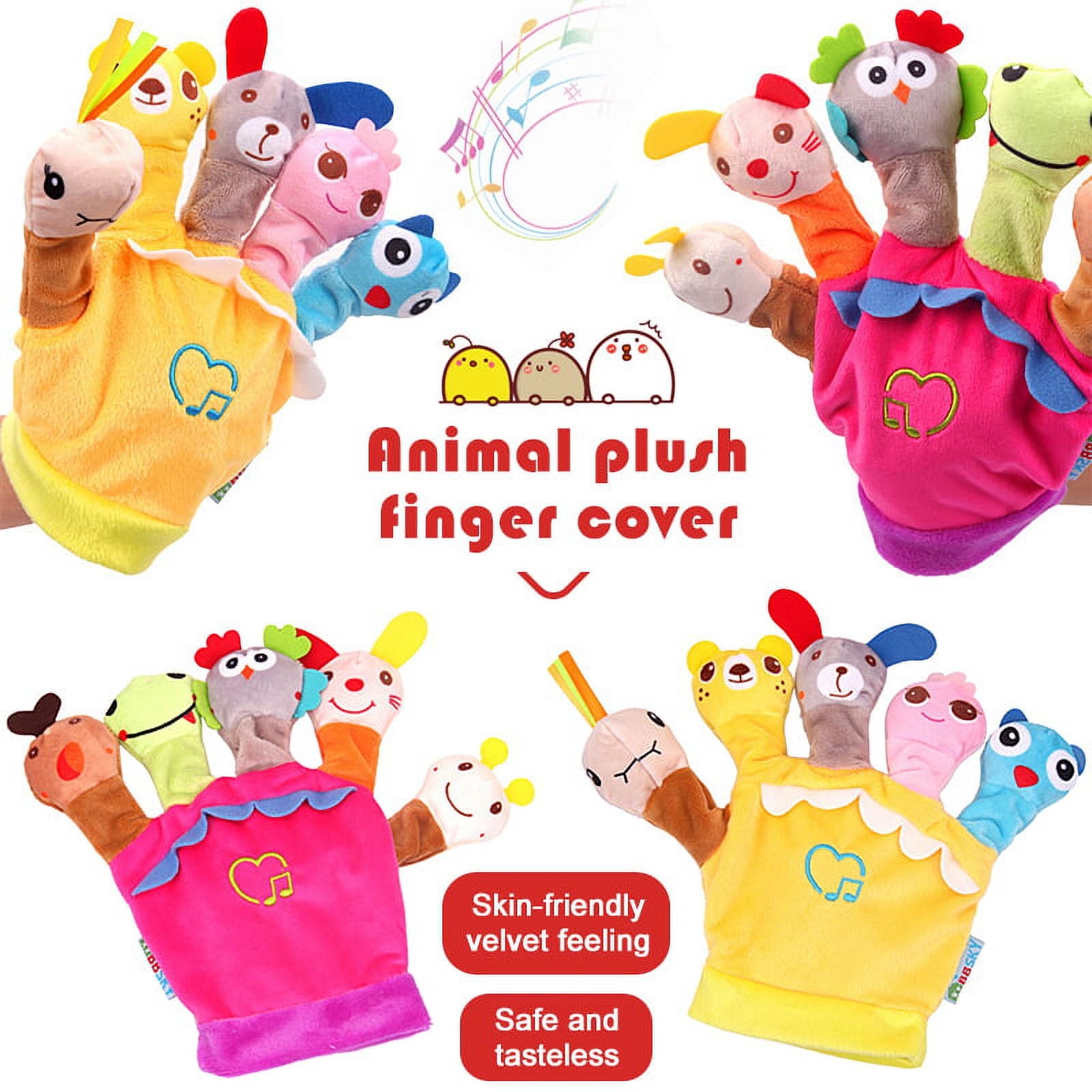 SHELLTON 10 Pcs Different Farm Animals Hand Puppets Set with Cloth Book ...