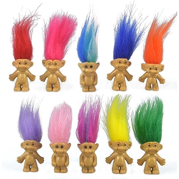 Shellton, 10Pcs Mini Troll Dolls, Colorful Vintage PVC Action Figures ...