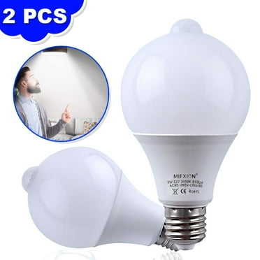 SHELLTON 2 Pack Radar Motion Sensor Light Bulb Outdoor, 15W Motion ...