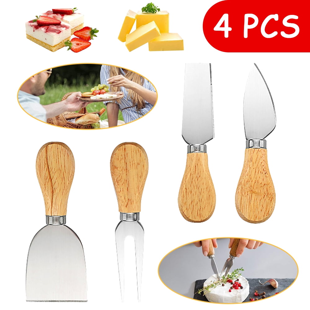 SHELLTON 4 Pieces Cheese Knife Set for Charcuterie Board, Butter Spreader Cheese Knife, Cutter ...