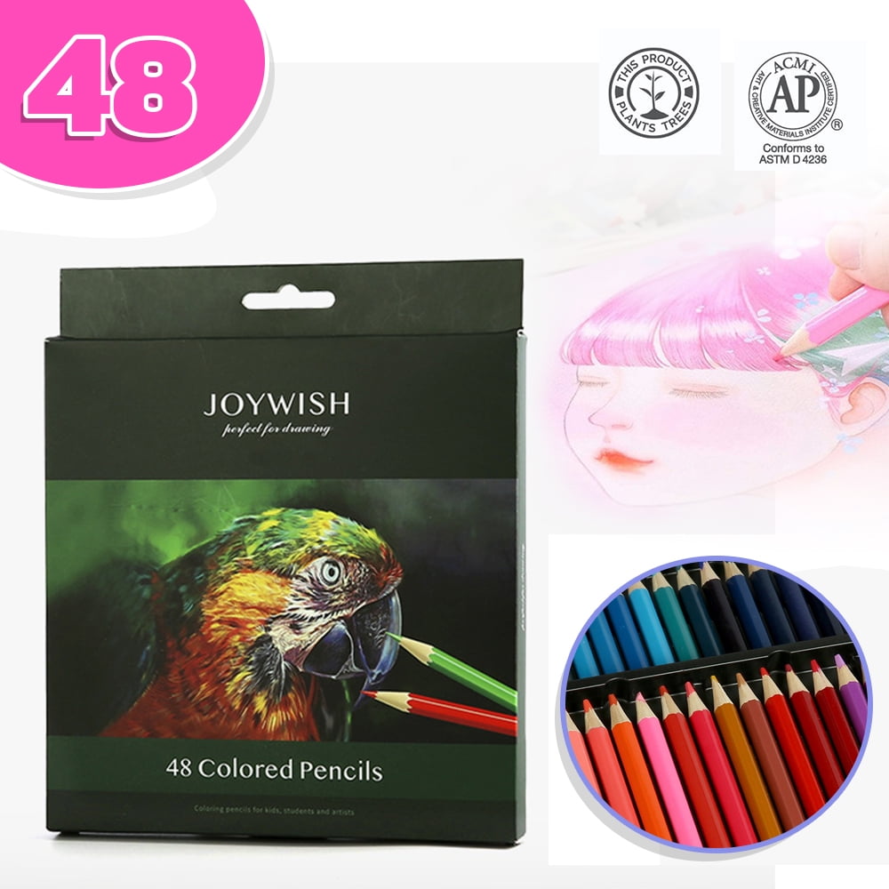 SHELLTON 48 Colored Pencil Water-Soluble Set Smudgeable Pigments With ...