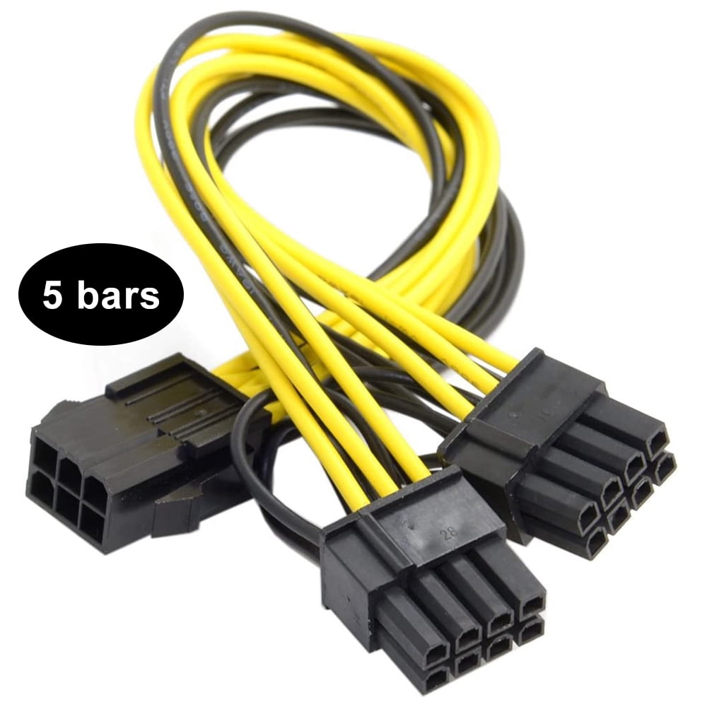 SHELLTON 5 Pack Video Card Power Cable,6 Pin to PCIe 8 Pin to Dual(6+2 ...