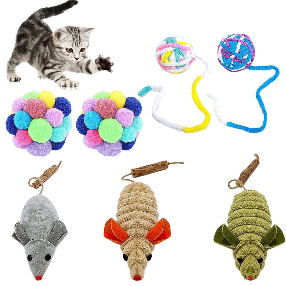 SHELLTON 7 Pcs Cat Toys Kitten Toys Assorted, Cloth Mouse Cat Nibbles ...