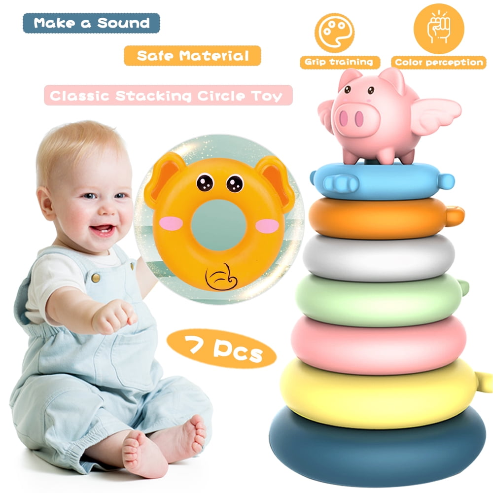 SHELLTON 7 Pcs Stacking Rings Toys, Soft Circle Stack Toys - Walmart.com