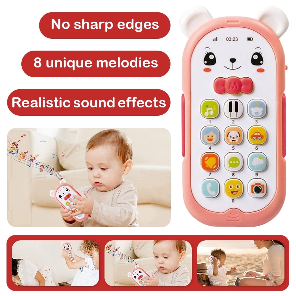 SHELLTON Baby Cell Phone Toy with Teether,Light up, Music & Adjustable ...