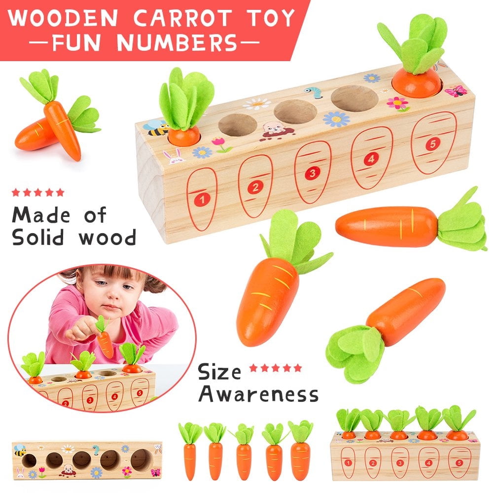 SHELLTON Carrot Harvest Game Wooden Montessori Toy Shape Sorting Puzzle ...