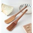 SHELLTON Muso Wood Teak Spatula Set of 2, Wooden Long Handle Slotted ...