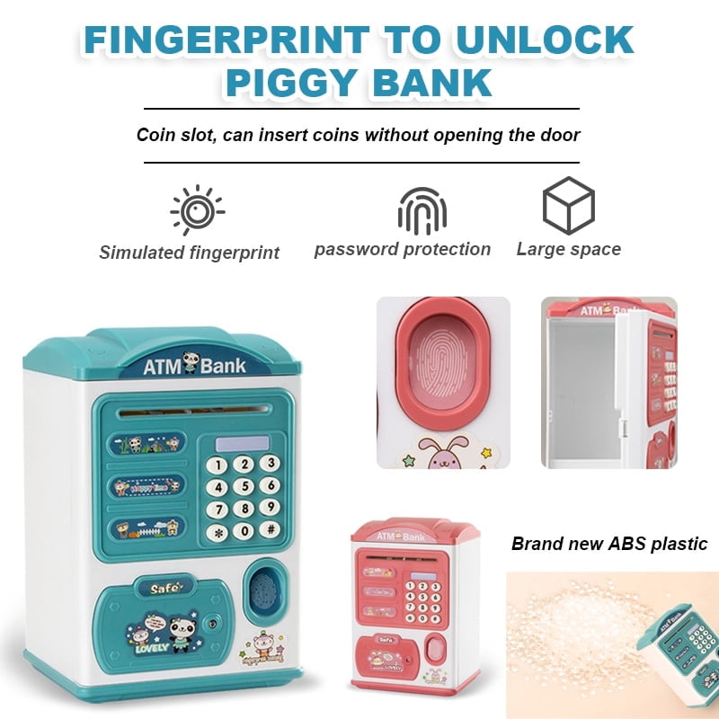 SHELLTON Piggy Bank Safe Box,Fingerprint ATM Bank ATM Machine Money ...