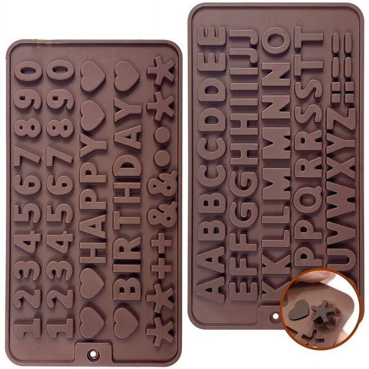 SHELLTON Silicone Letter Mold and Number Chocolate Molds with Happy ...