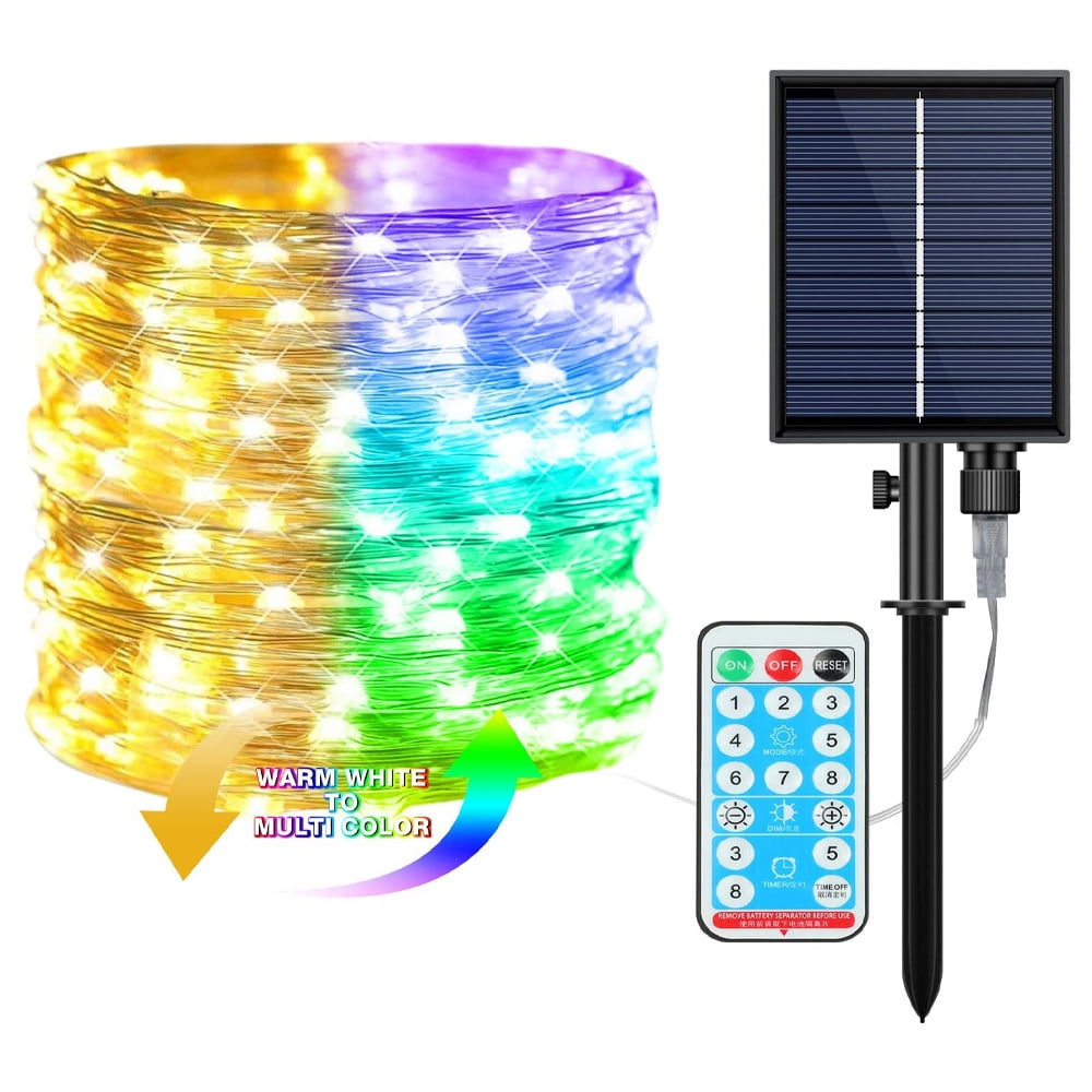 SHELLTON Two-color Solar-powered LED String Light,66 feet 200 LED Color ...