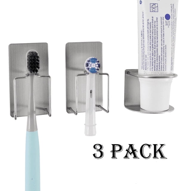SHELLTONTECH 3 Pcs Toothbrush Holder Stainless Steel Wall Mounted ...