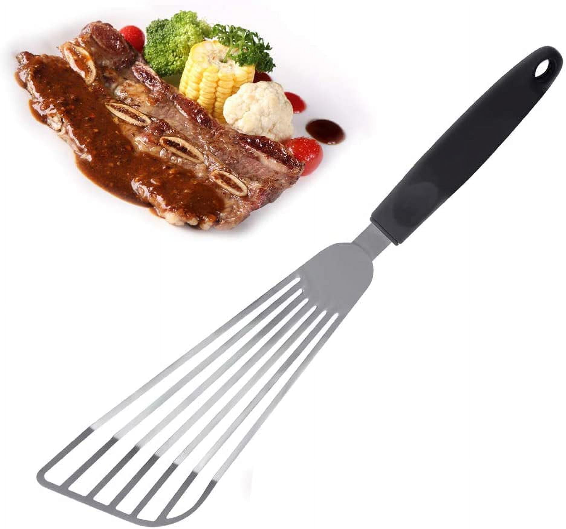 SHELLTONTECH Stainless Steel Fish Spatula, Non-Slip Ergonomic Handle ...