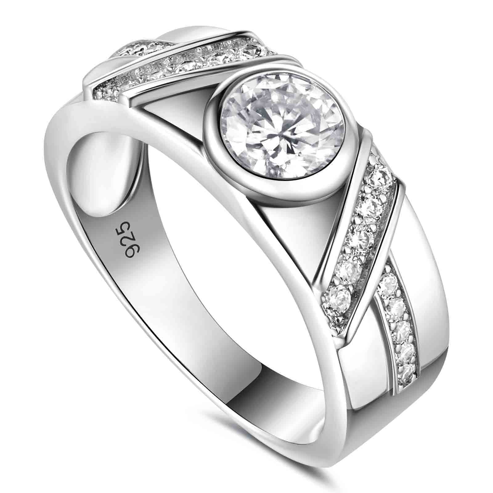 SHELOVES Mens Moissanite Wedding Rings 925 Sterling Silver Ring Wedding ...