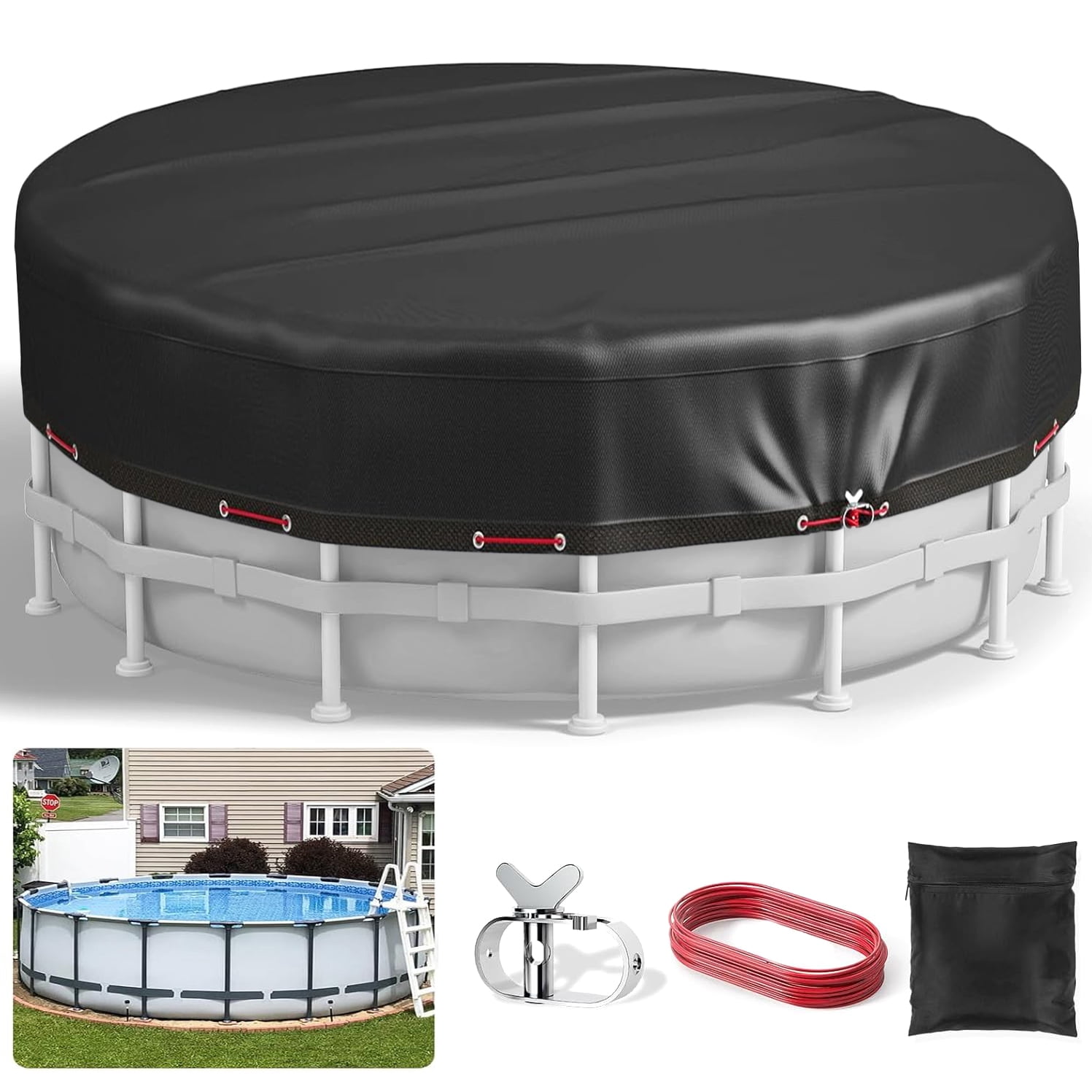 SHELTUSE 15 FT Round Pool Cover, Solar Covers for Above Ground Pools ...