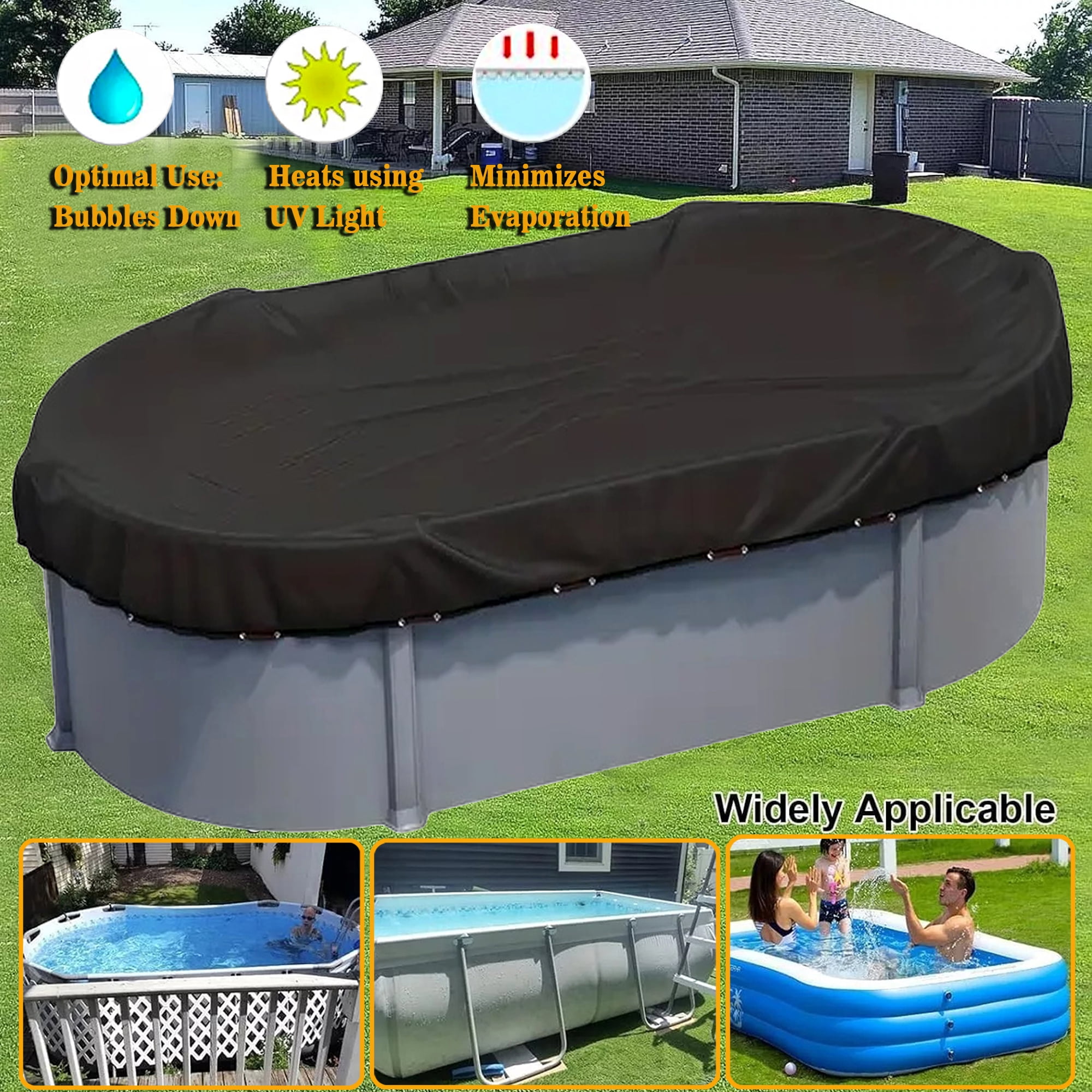 SHELTUSE 16x32 FT Rectangular Pool Cover with Above Ground Pool, Solar ...
