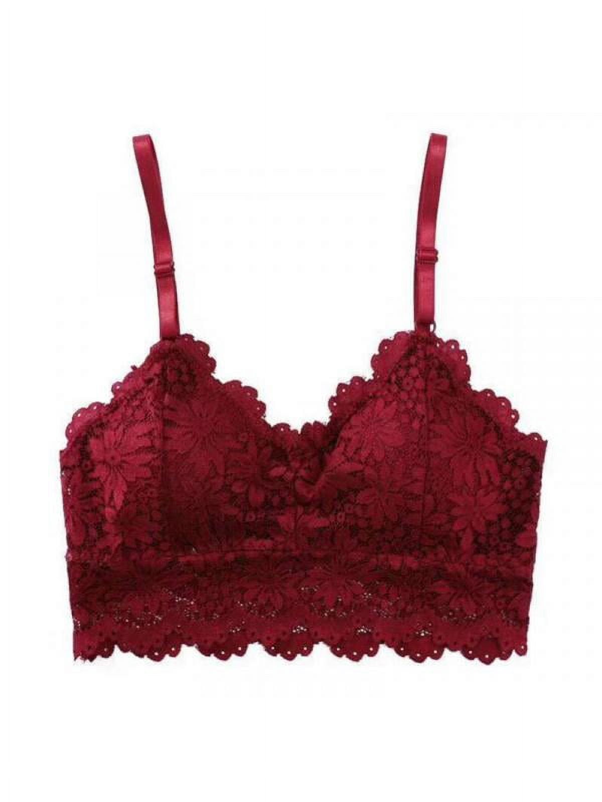 SHEMALL Women's Wireless Beautiful Back Lace Bra Soft Brassiere ...