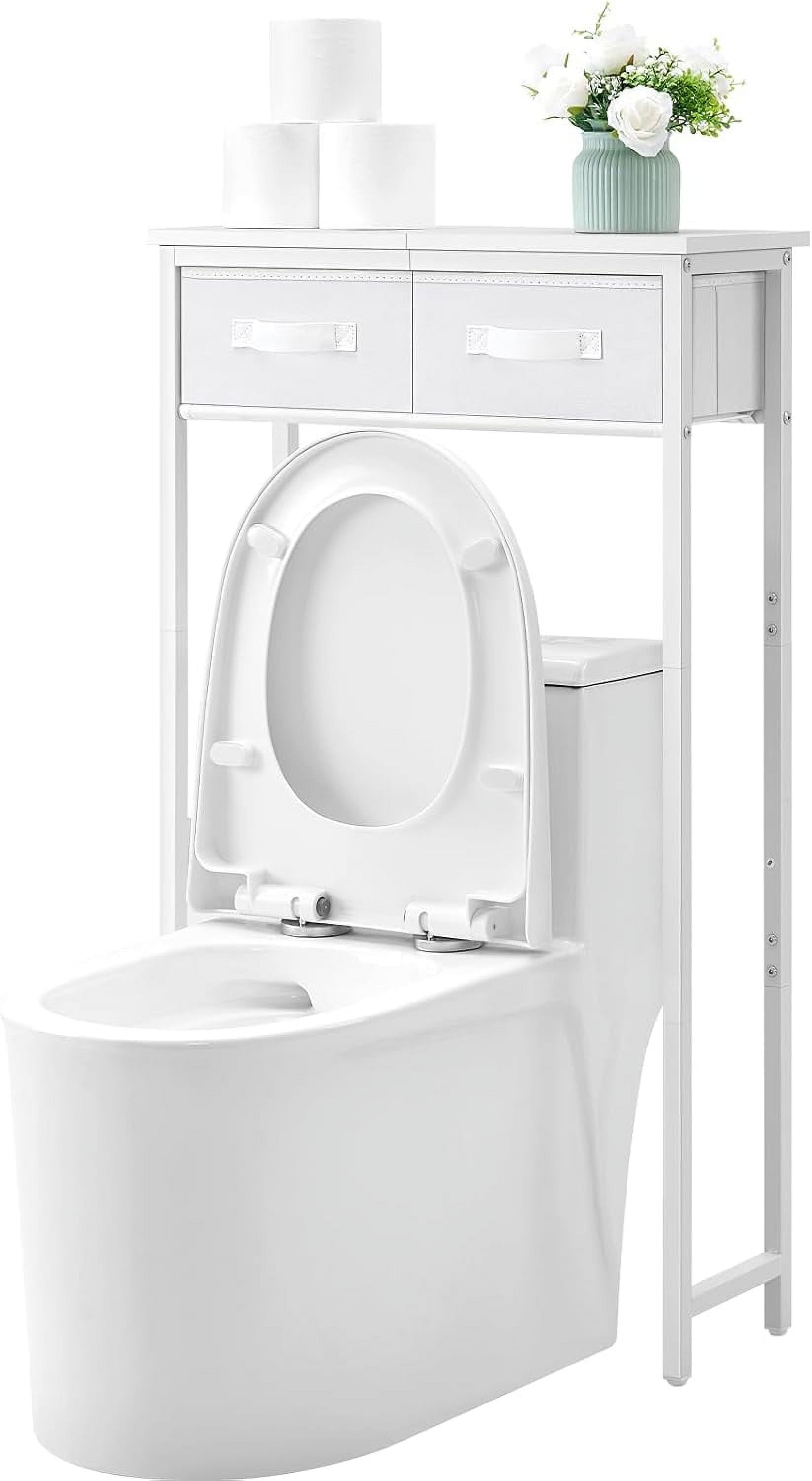 SHEN 2-Tier Over The Toilet Storage with 2 Fabric Drawers, Freestanding ...
