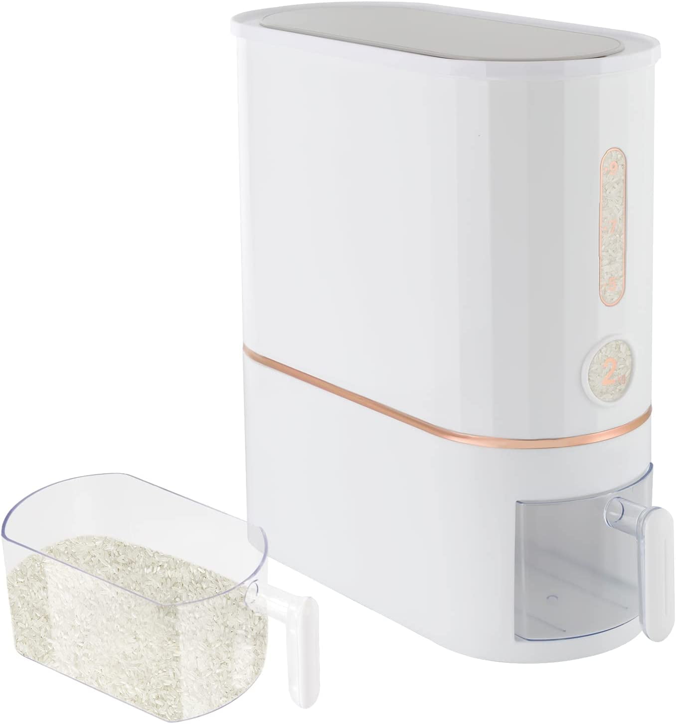 SHEN 22 Lbs Rice Dispenser with Airtight Locking Lid, Large Grain ...