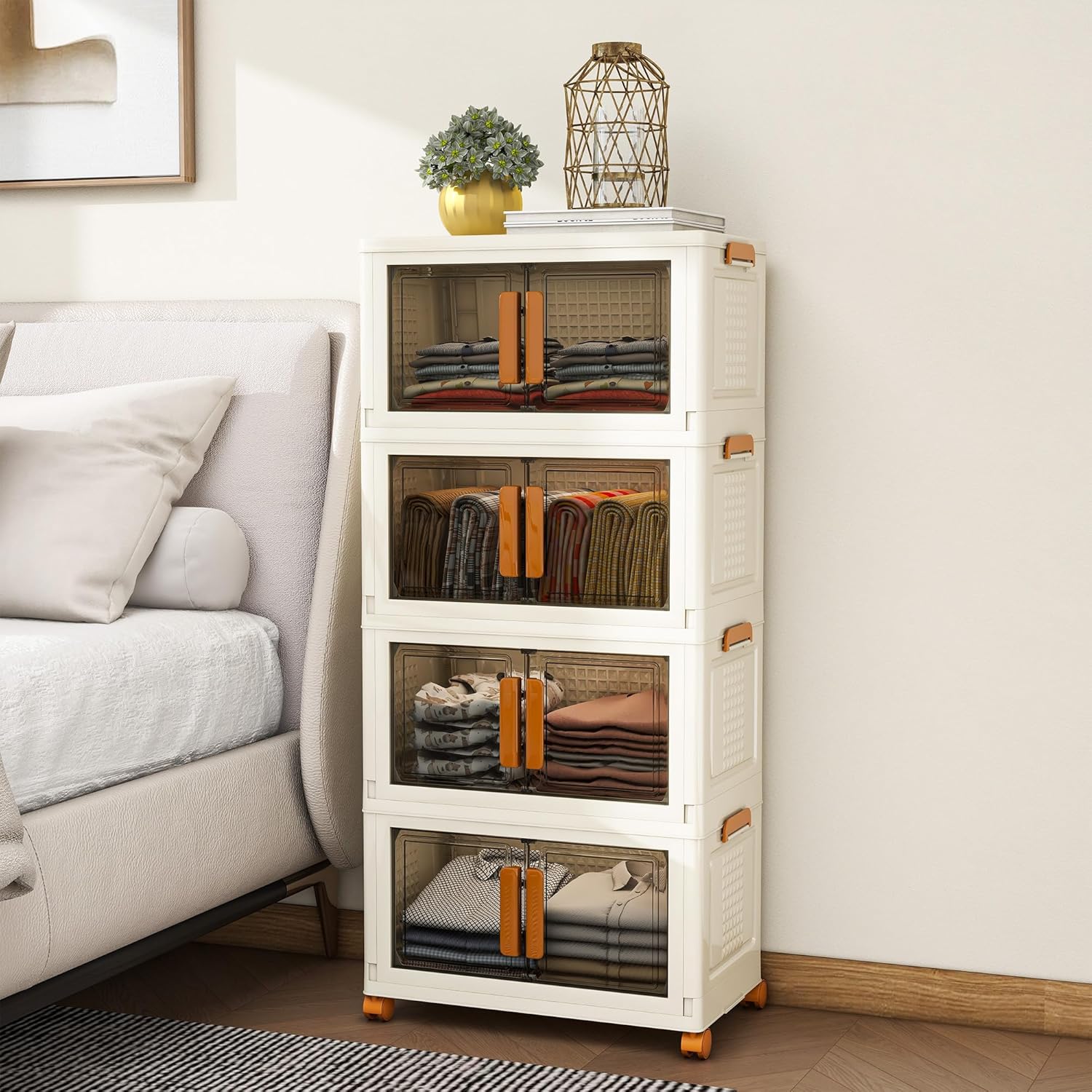 SHEN 4 Tier Stackable Plastic Storage Bins with 1 Lid 45 QT/Tier ...