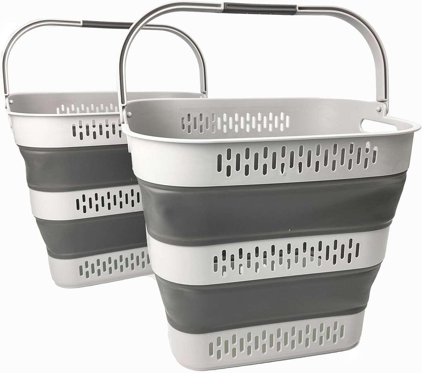 SHEN 40L (10.5 Gallon) Collapsible Plastic Laundry Basket with Handles - (2, Grey) - Walmart.com