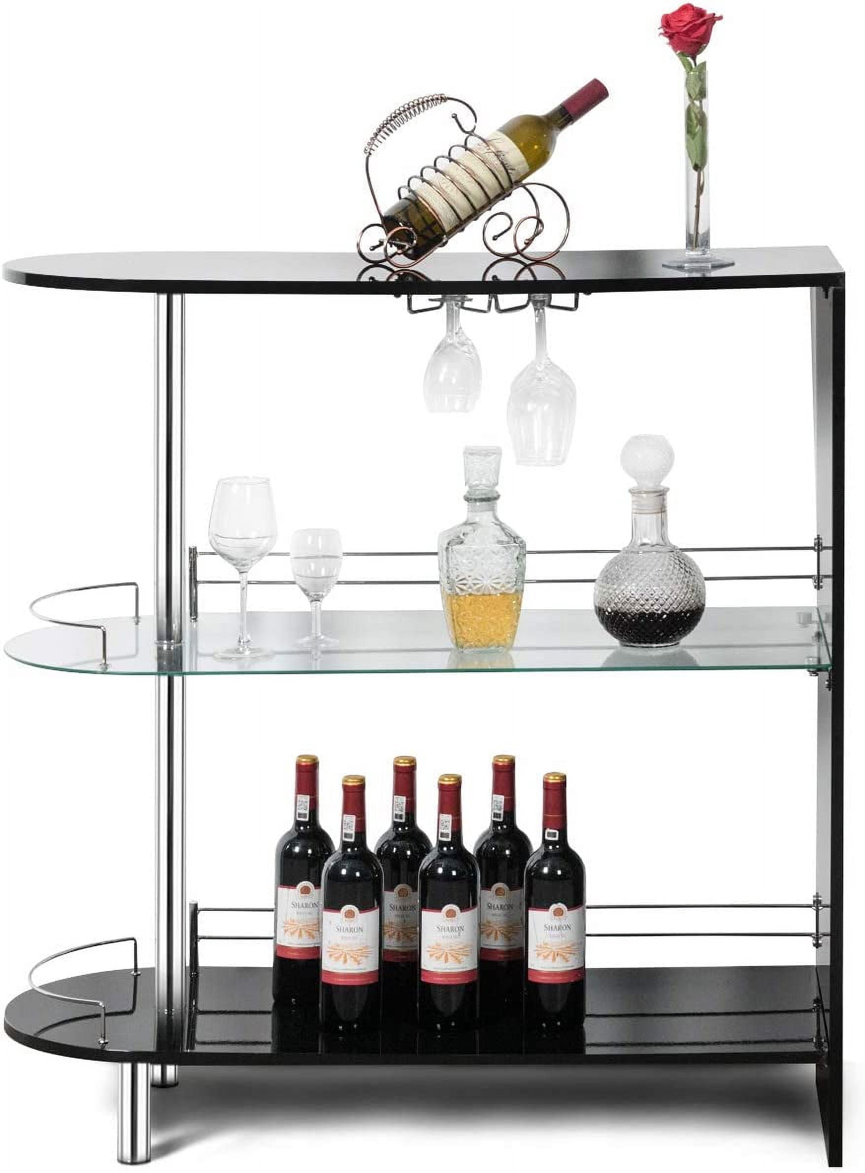 SHEN Bar Cabinets Table with 2-Holder, Modern Liquor Display Bar ...