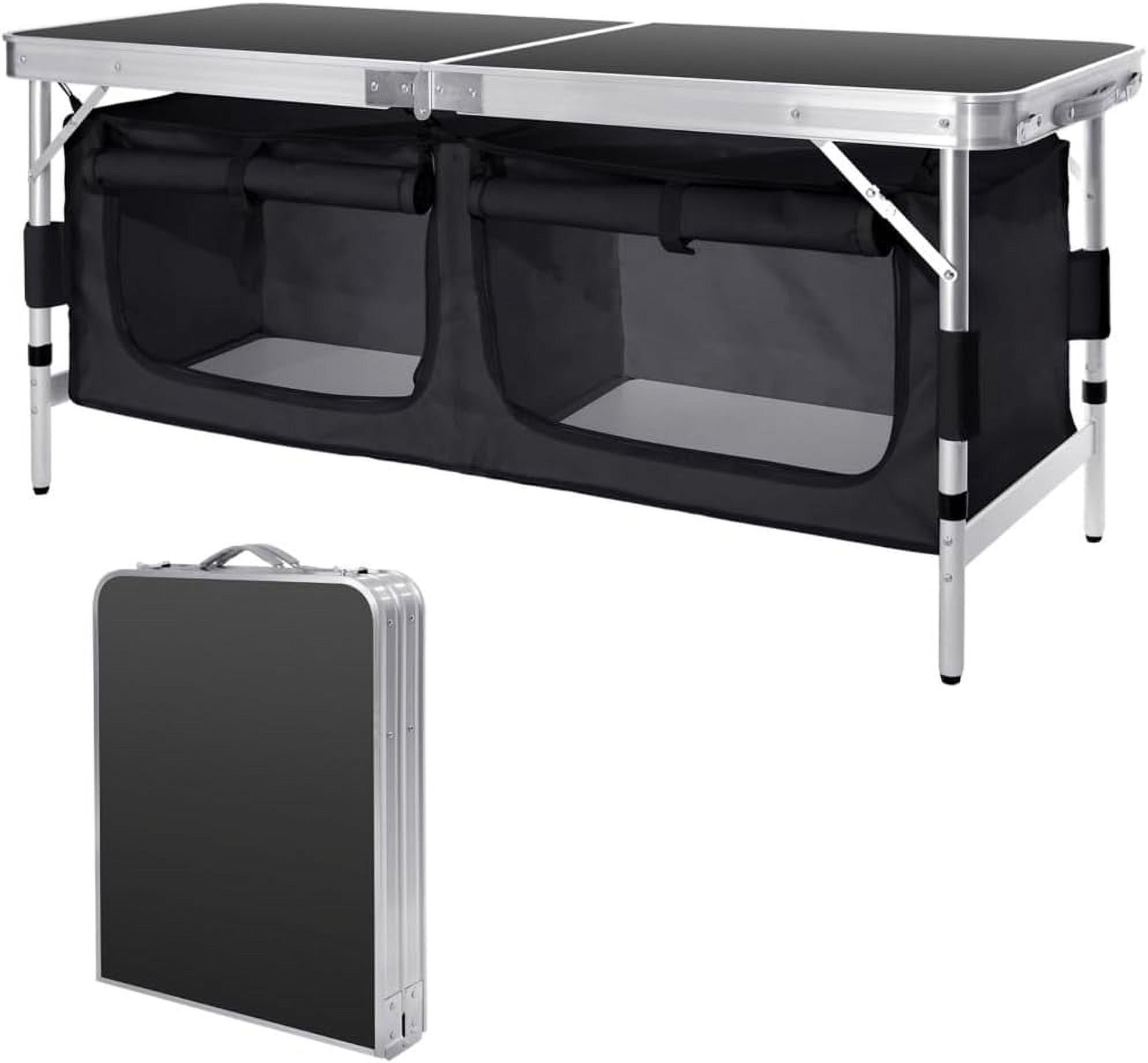 SHEN Folding Camping Table 4 Ft Foldable Picnic Table 3 Height Black 47 ...