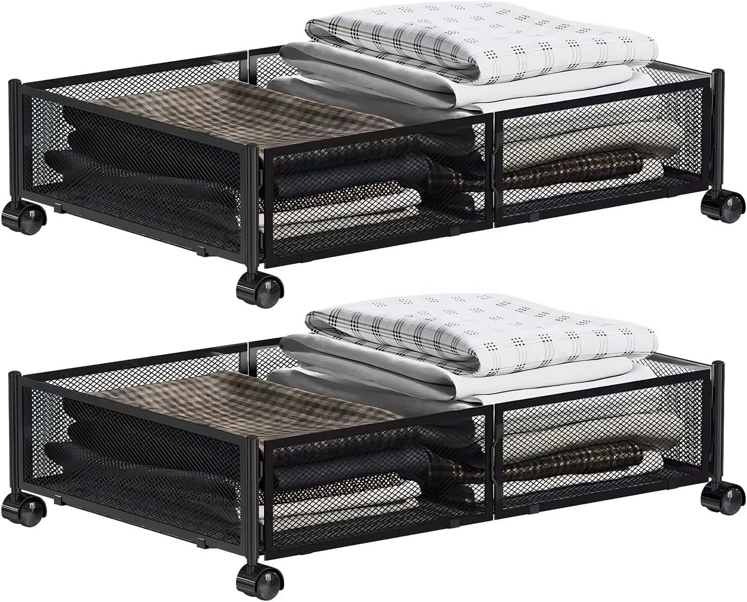 SHEN Under Bed Storage with Wheels,Underbed Storage Containers Foldable ...