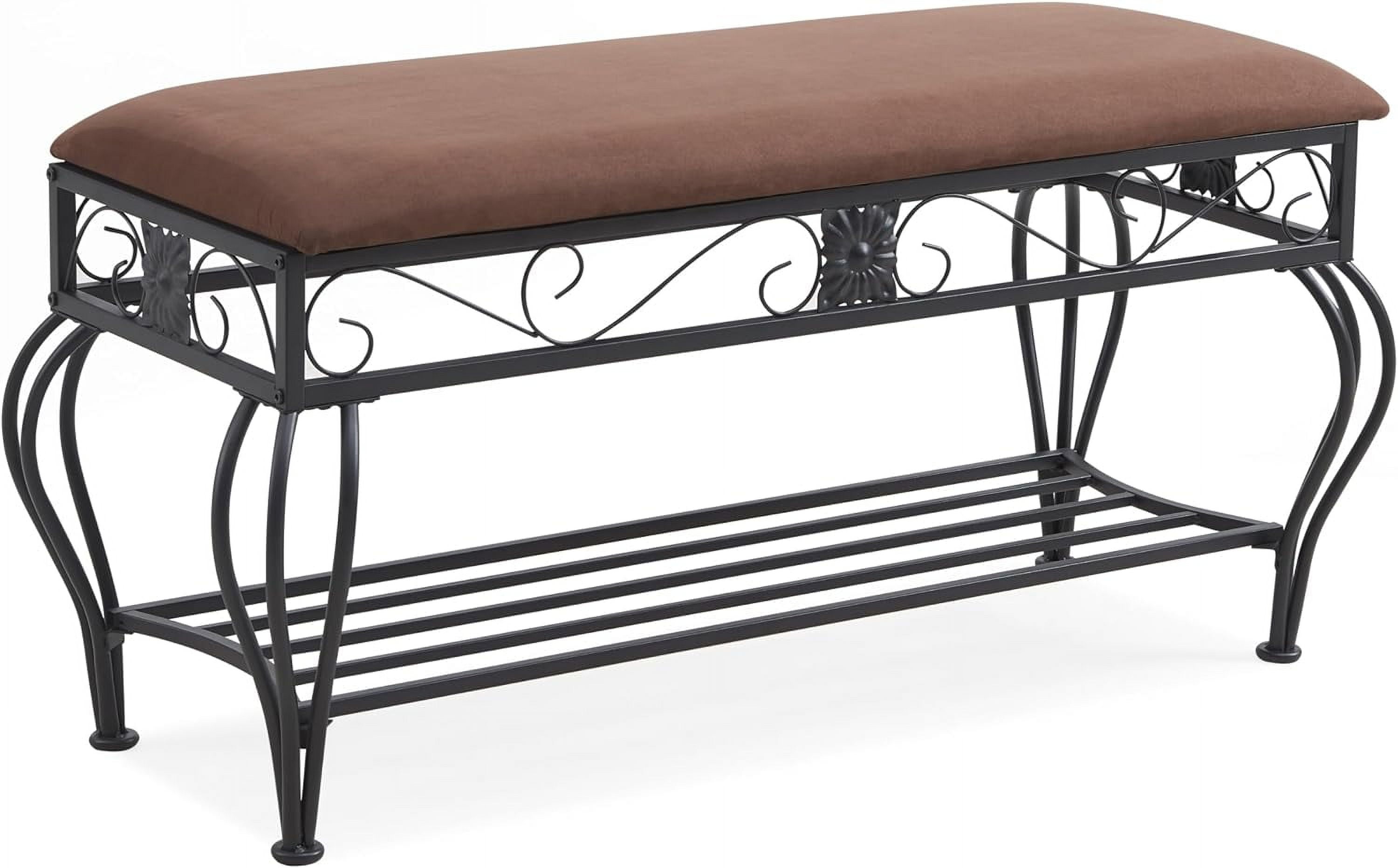 SHEN Upholstered Entryway Bench, Industrial Shoe Storage Bench, 500 lbs ...