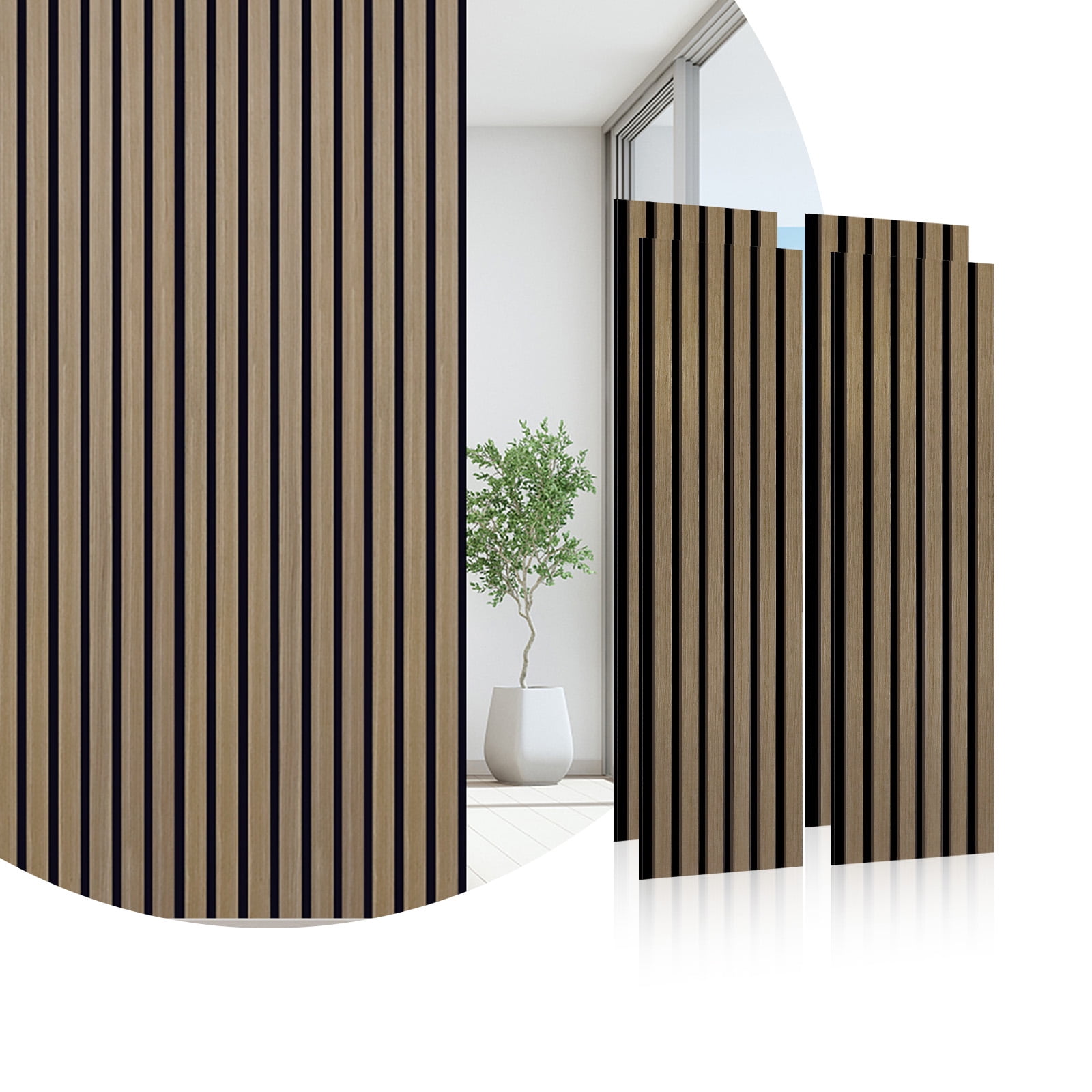 SHENCAIOU 3D Acoustic Insulation Wall Panels, 4 Packages of Strip Wood ...