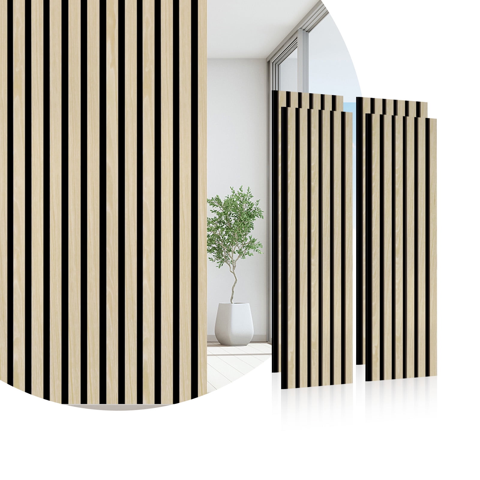 SHENCAIOU 3D Acoustic Insulation Wall Panels, 4 Packages of Strip Wood ...