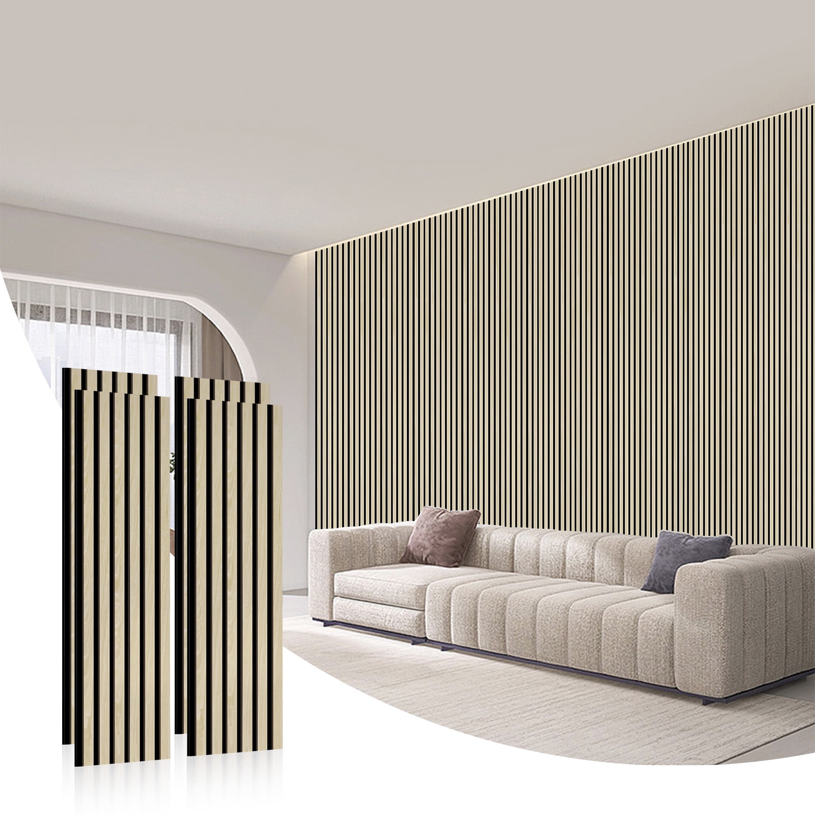 SHENCAIOU 4 Acoustic Wood Wall Panels, Modern Style Strip Fluted Wood ...