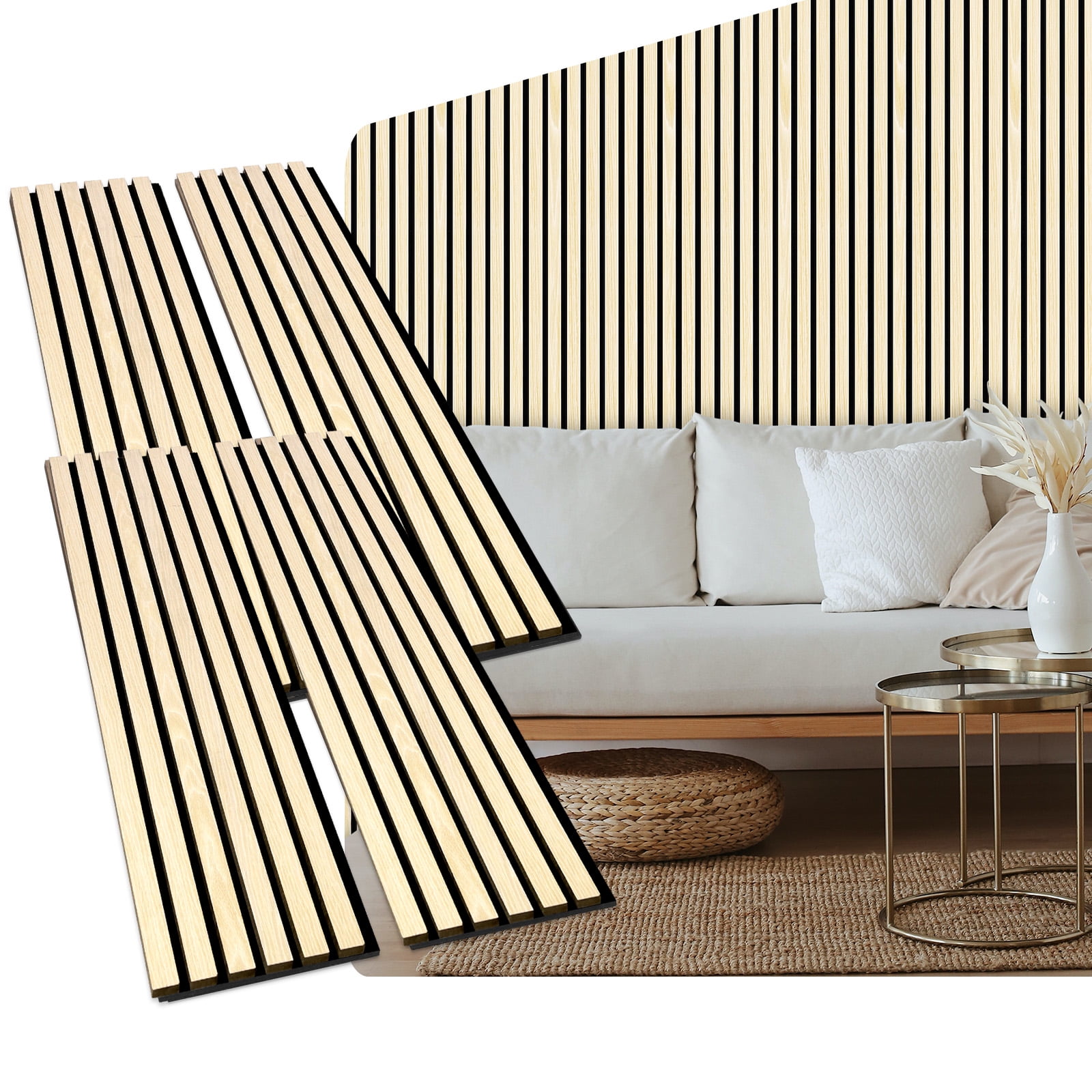 SHENCAIOU 4 Pack of 42.2 "x 12.2" Fluted Strip Panels, 3D Interior ...